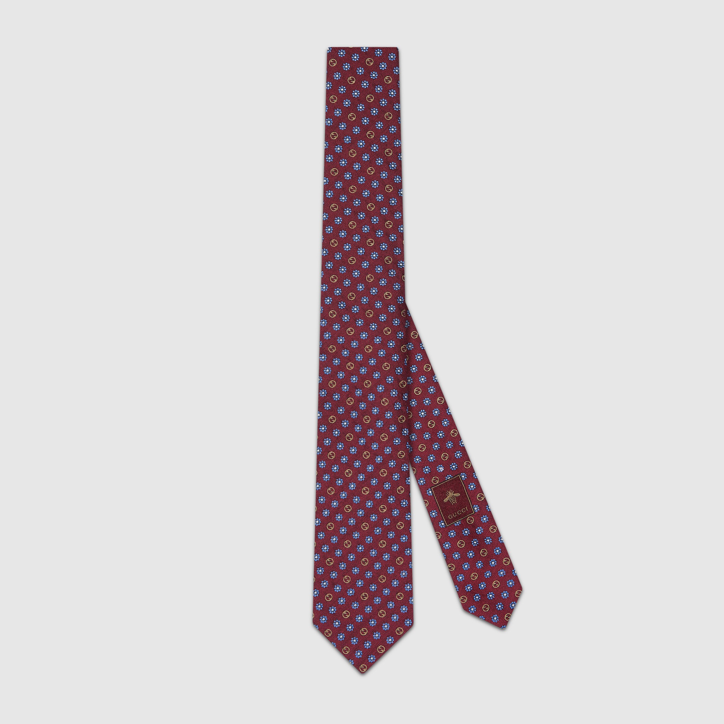 Silk jacquard tie in bordeaux and beige | GUCCI® US