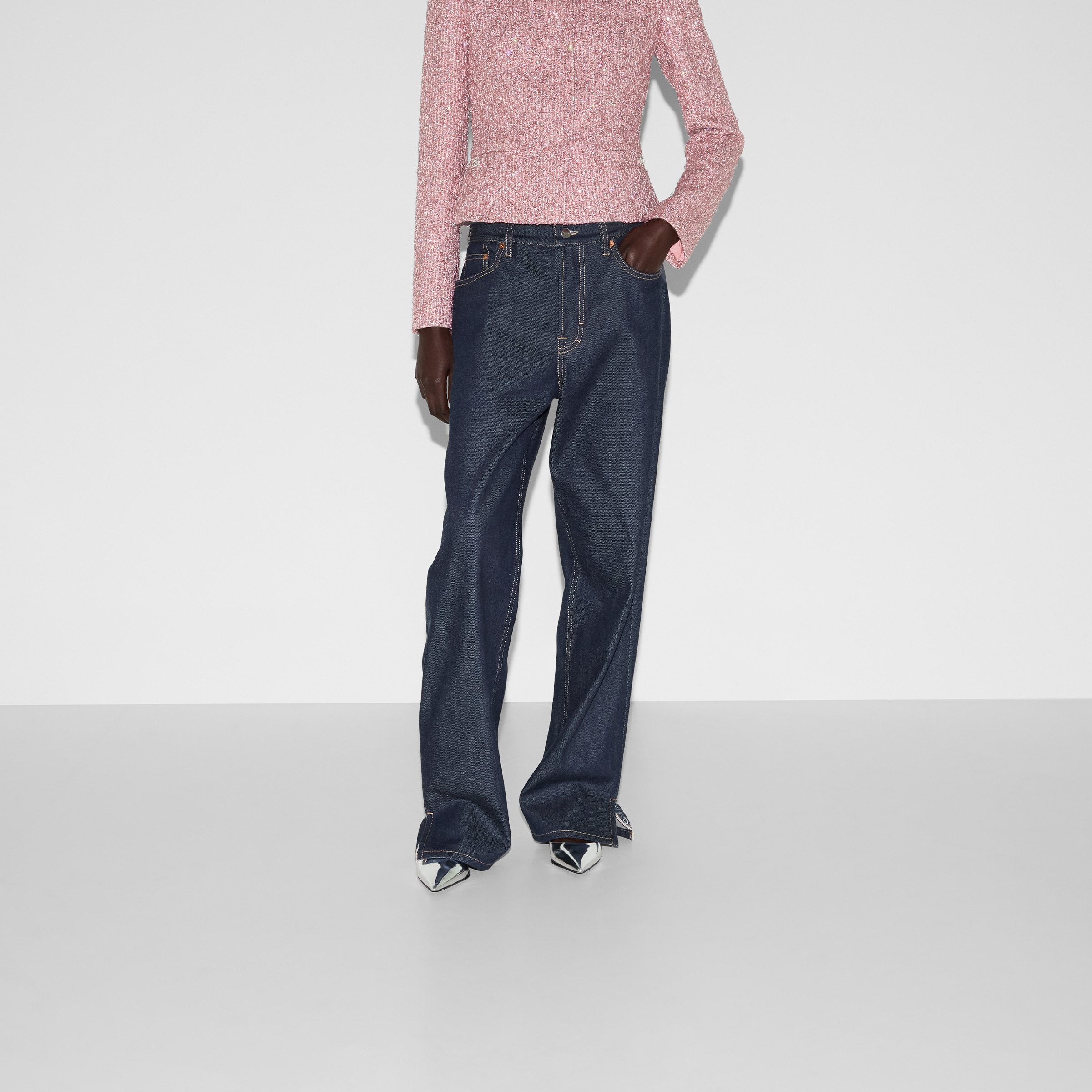 Boyfriend fit denim pant in dark blue | GUCCI® US