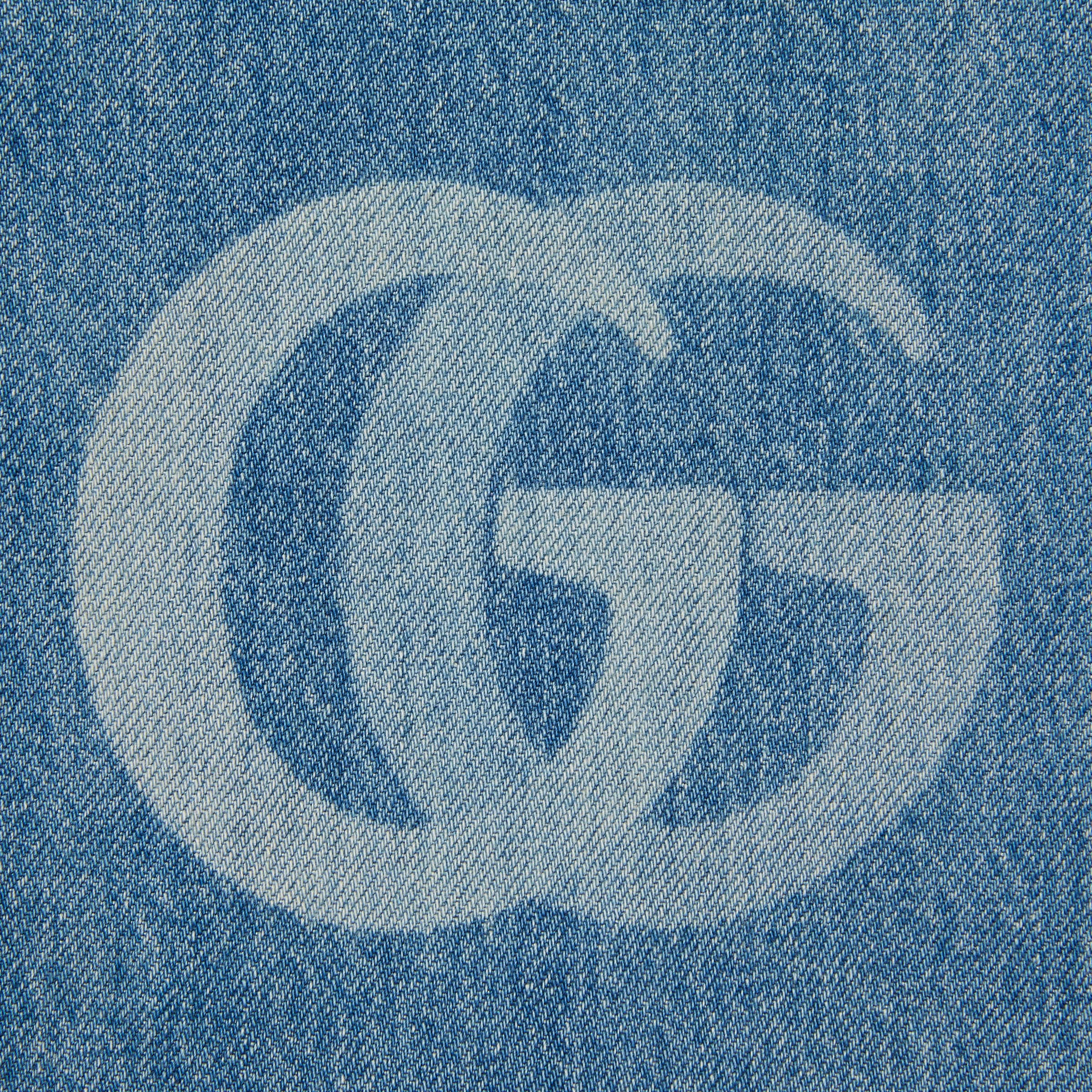Lasered Double G denim pant in blue | GUCCI® US