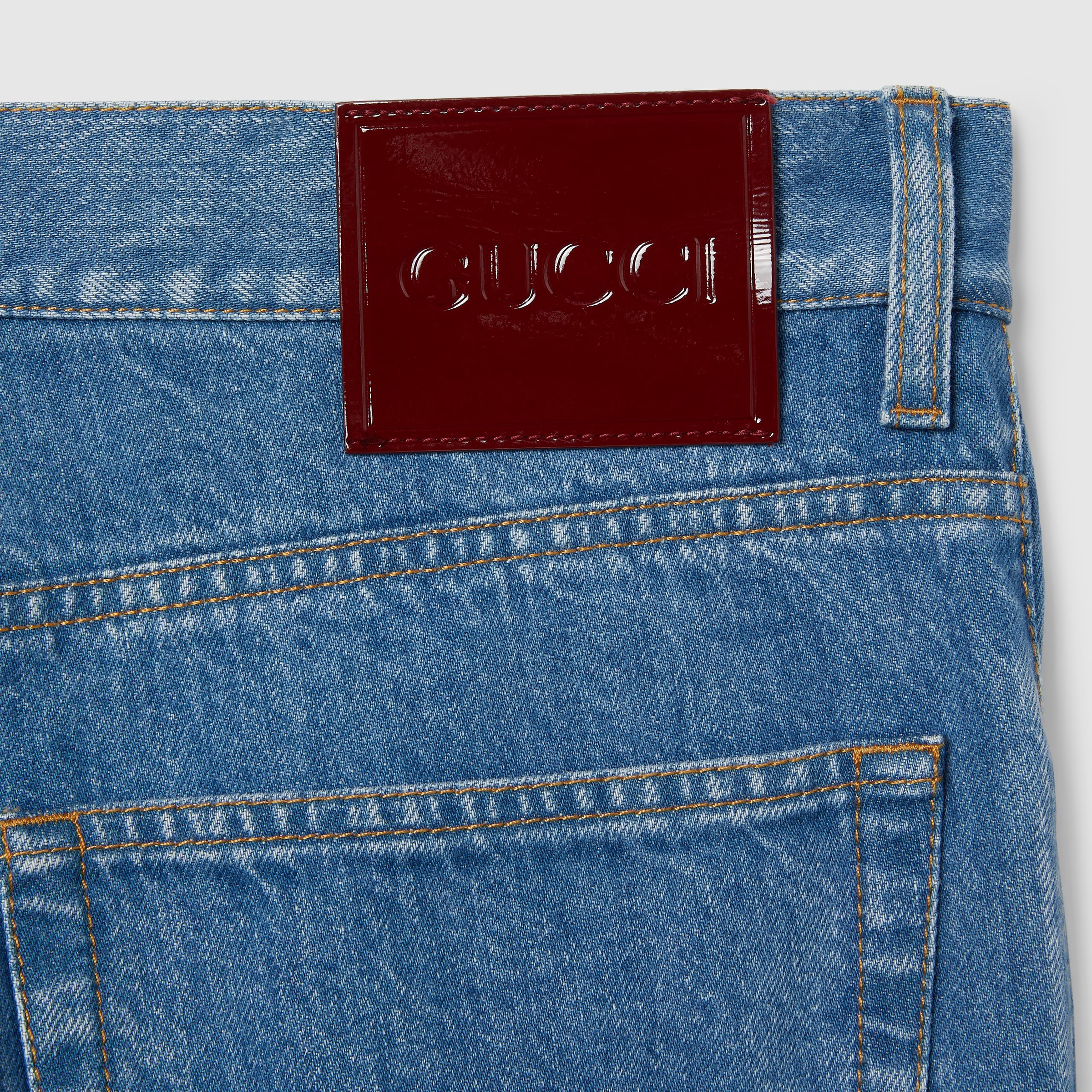 Tapered fit denim trousers in blue | GUCCI® ZA