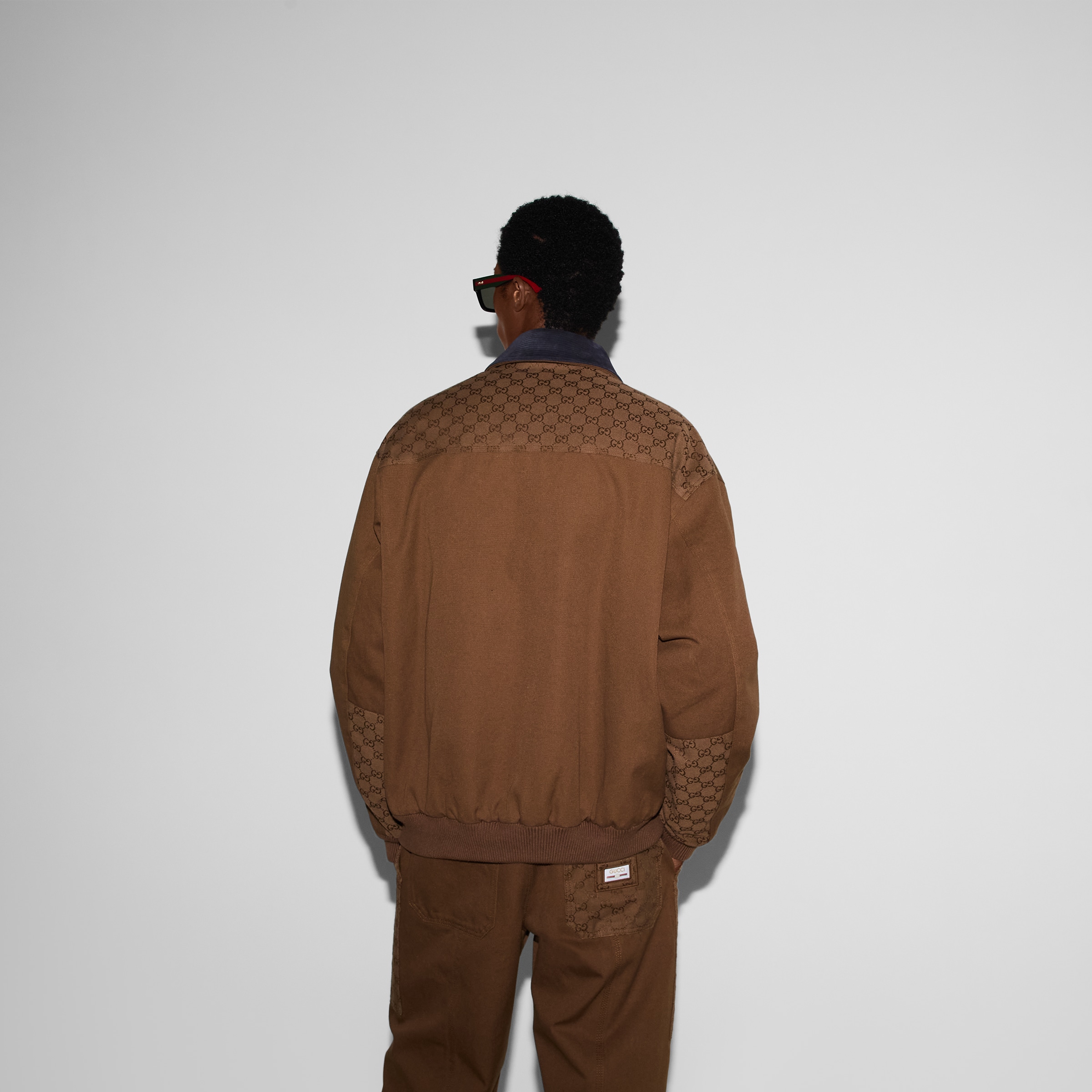 Giacca in tessuto di cotone in marrone | GUCCI® CH