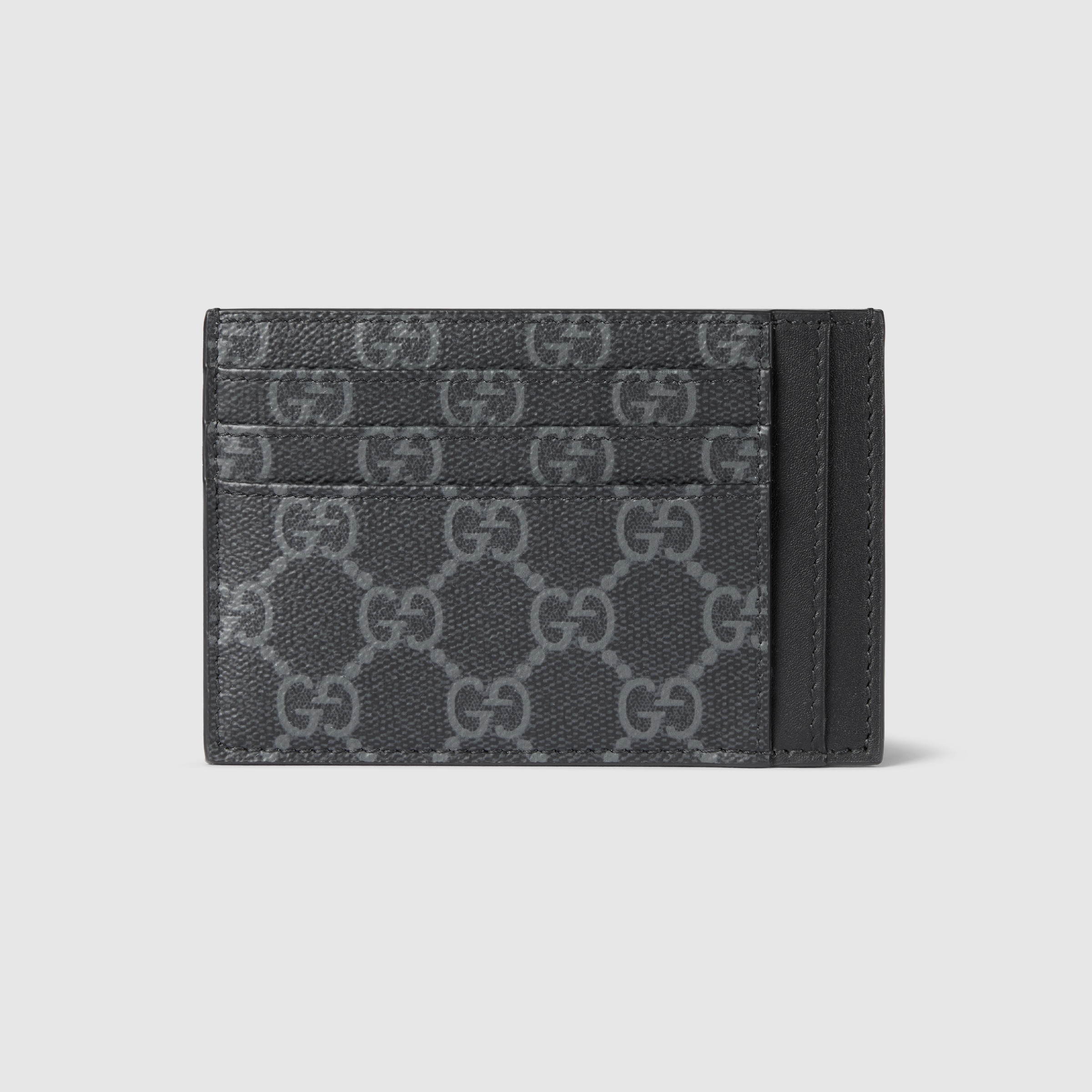 GG Emblem card case in black fabric | GUCCI® US