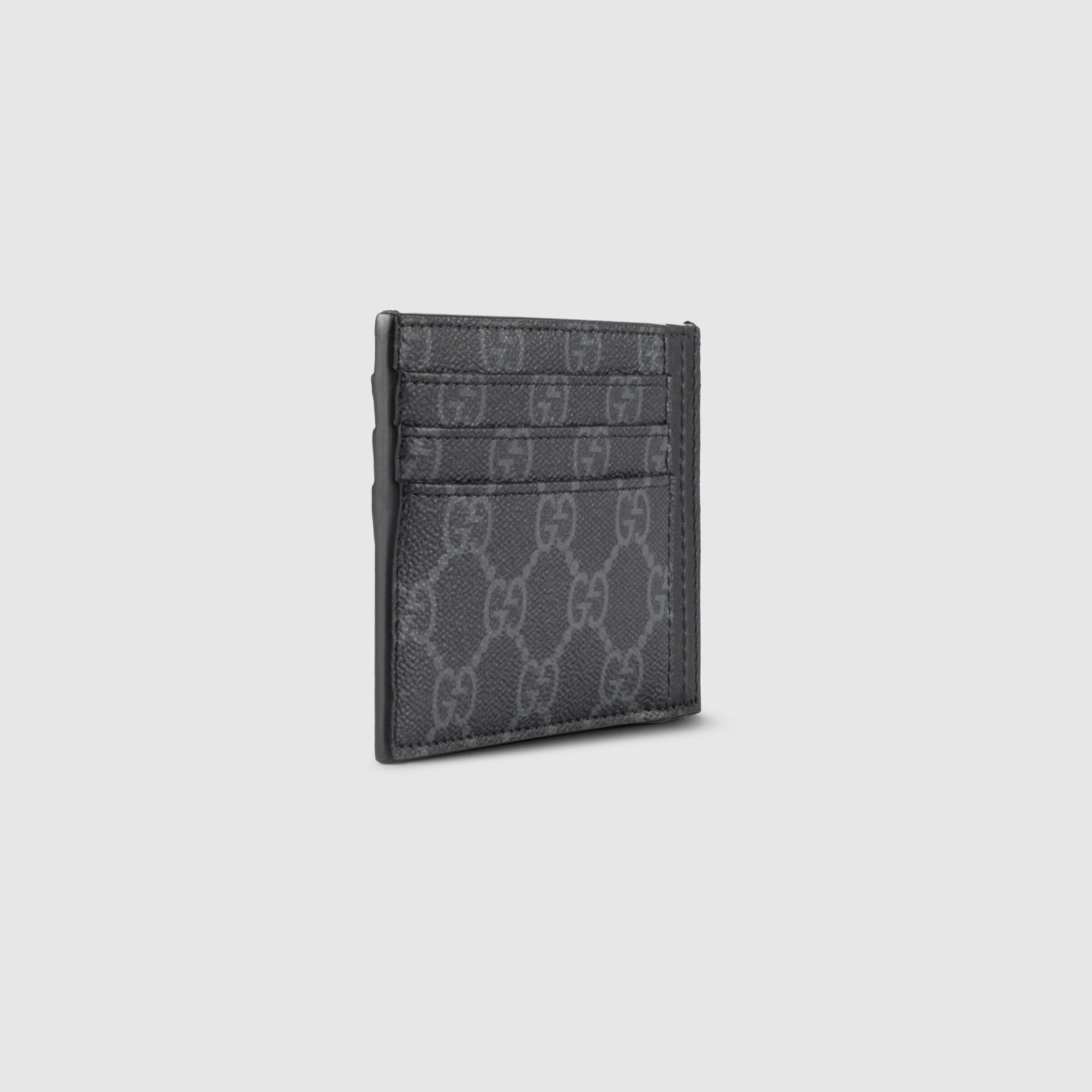 GG Emblem card case in black fabric | GUCCI® US