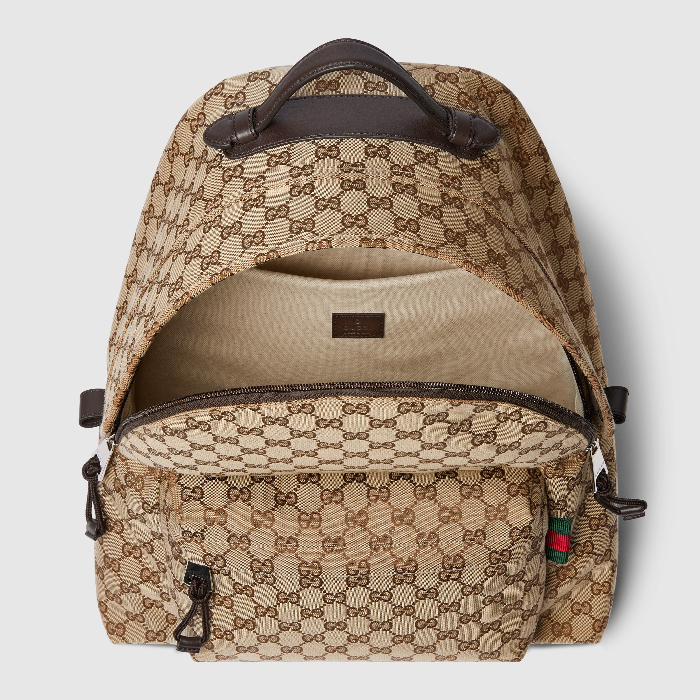GG canvas medium backpack in beige and dark brown canvas | GUCCI® US