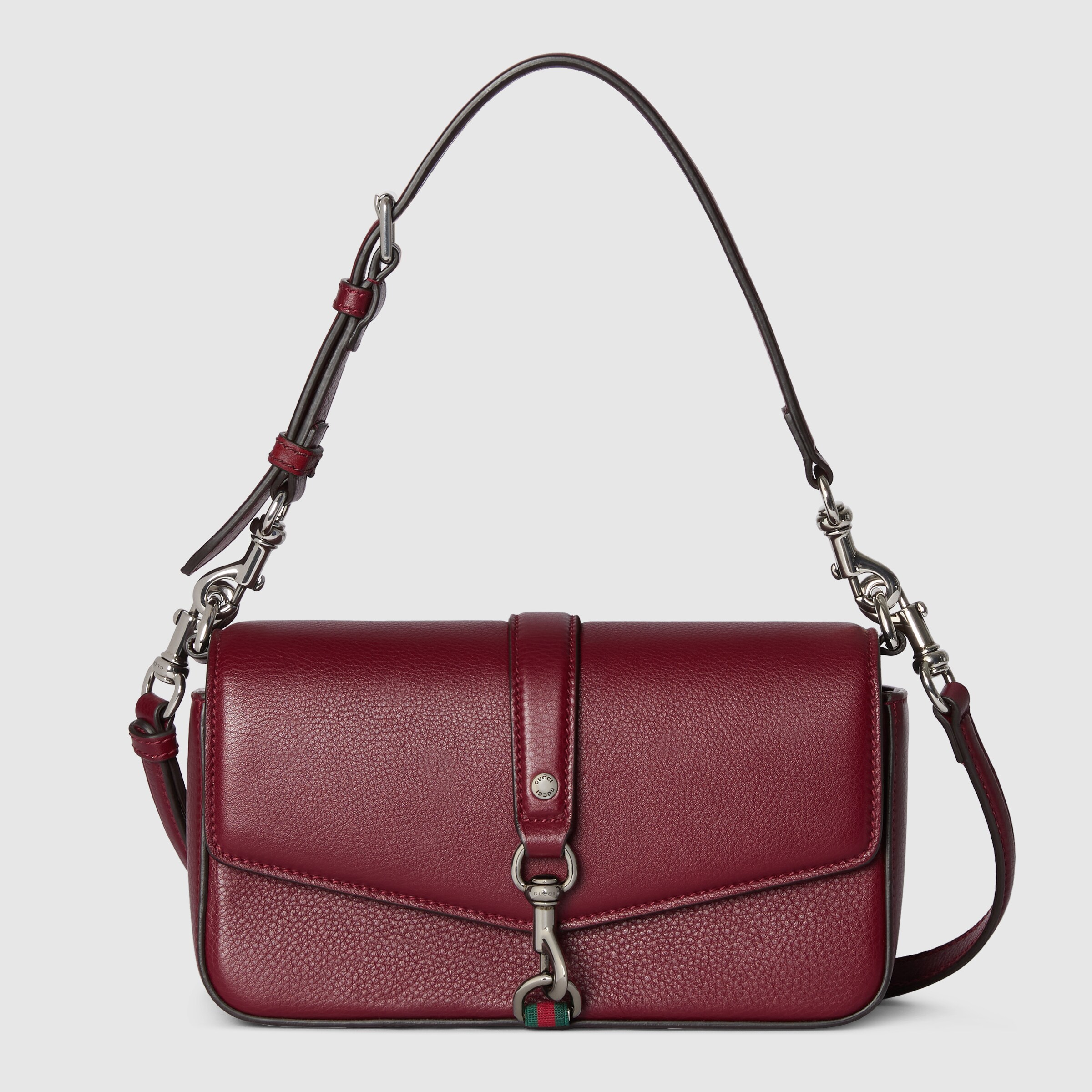 钩扣开合小号斜挎包 in古驰安可拉红皮革 | GUCCI® DE