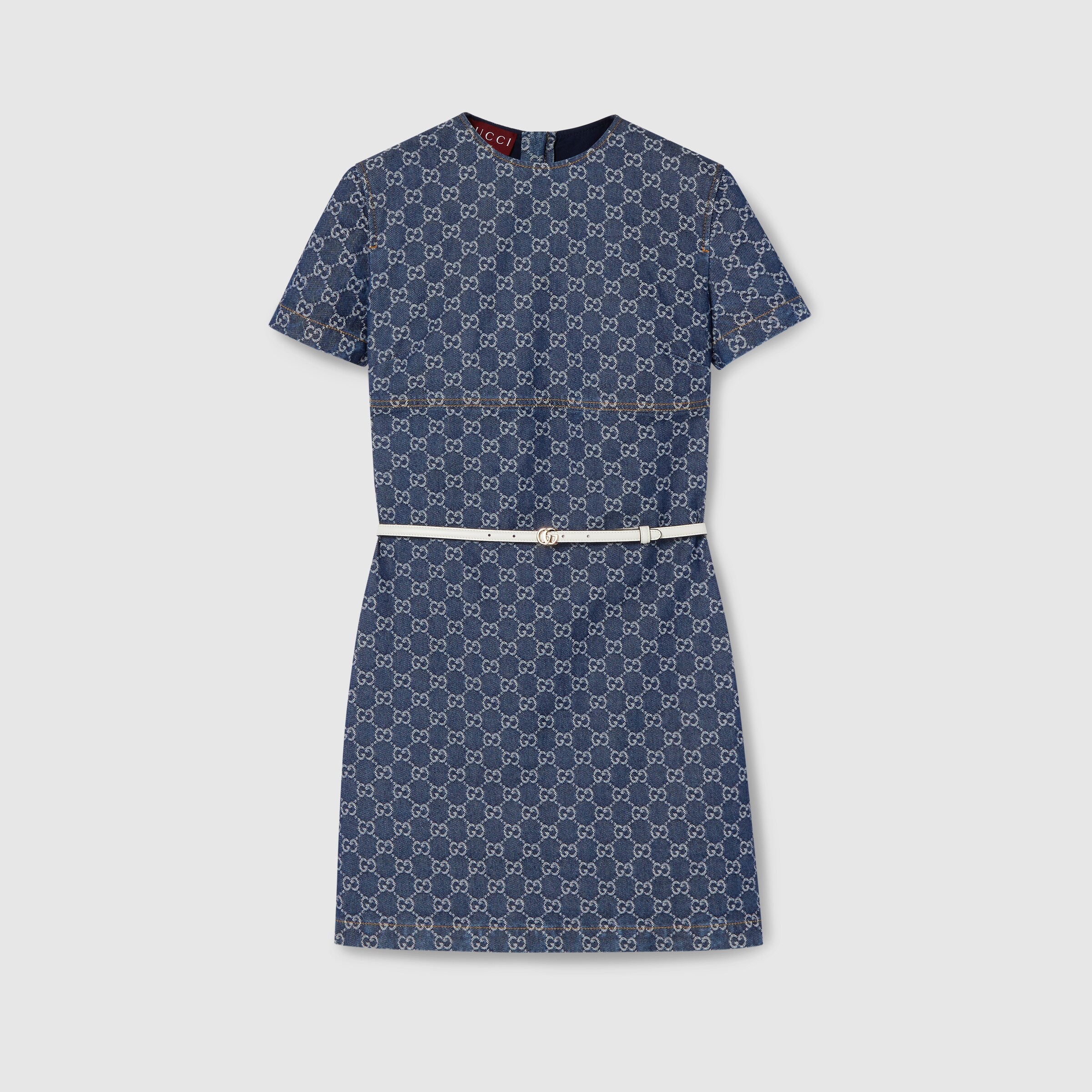 GG denim jacquard dress in blue | GUCCI® US