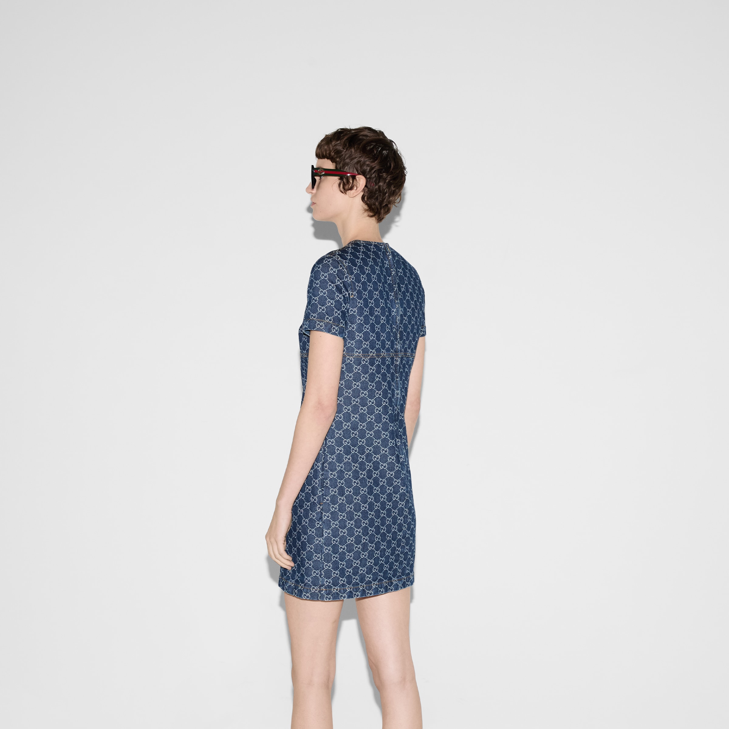 GG denim jacquard dress in blue | GUCCI® US