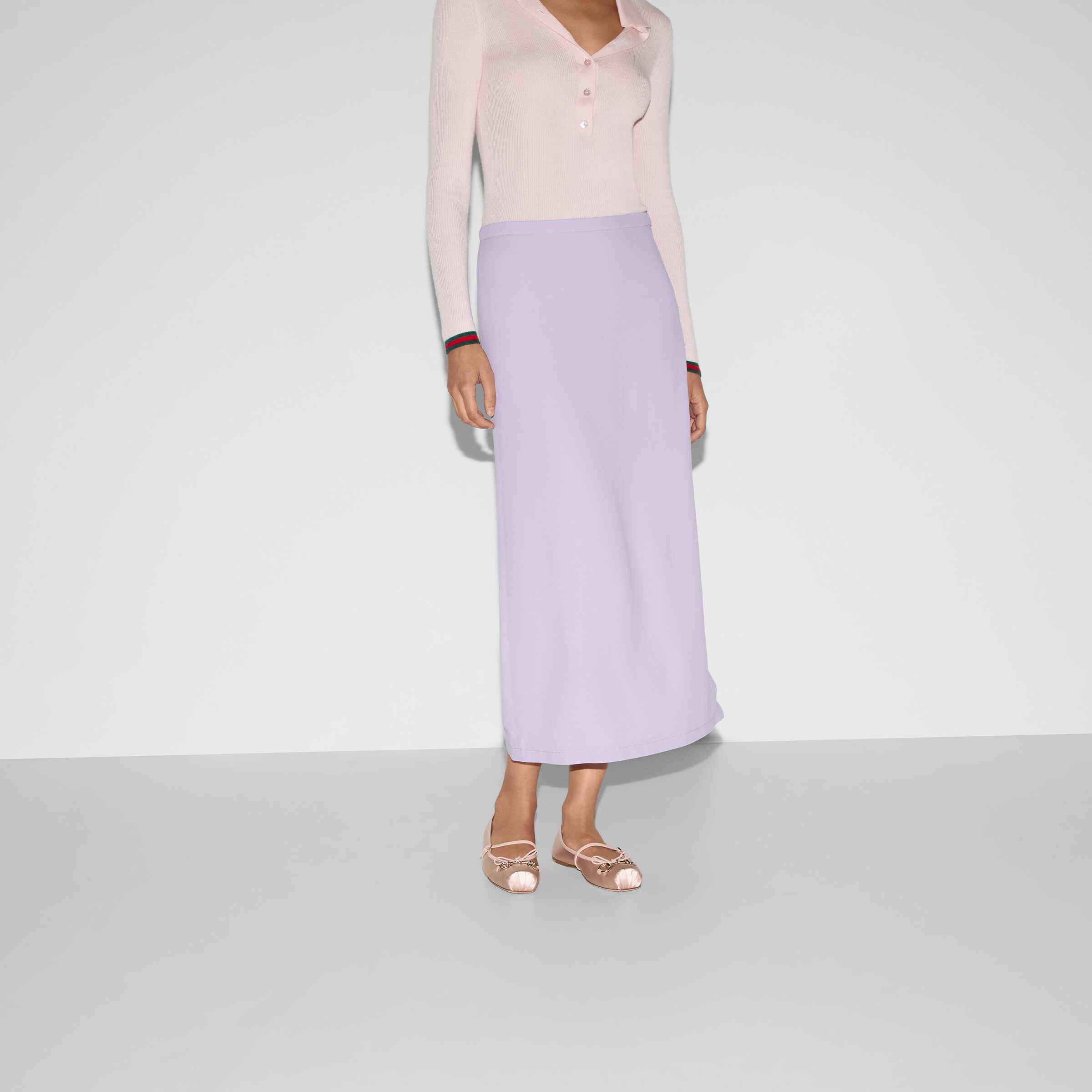 Mid-length acetate blend sable skirt in lilac | GUCCI® Canada