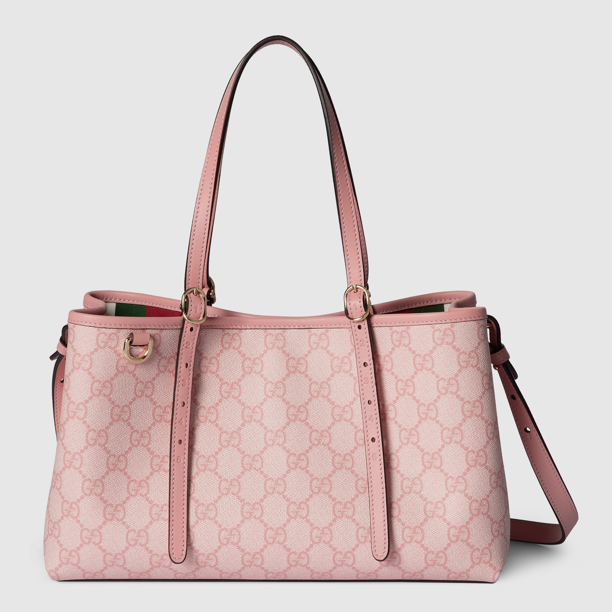 GG Emblem medium tote bag in light pink coated fabric | GUCCI® US