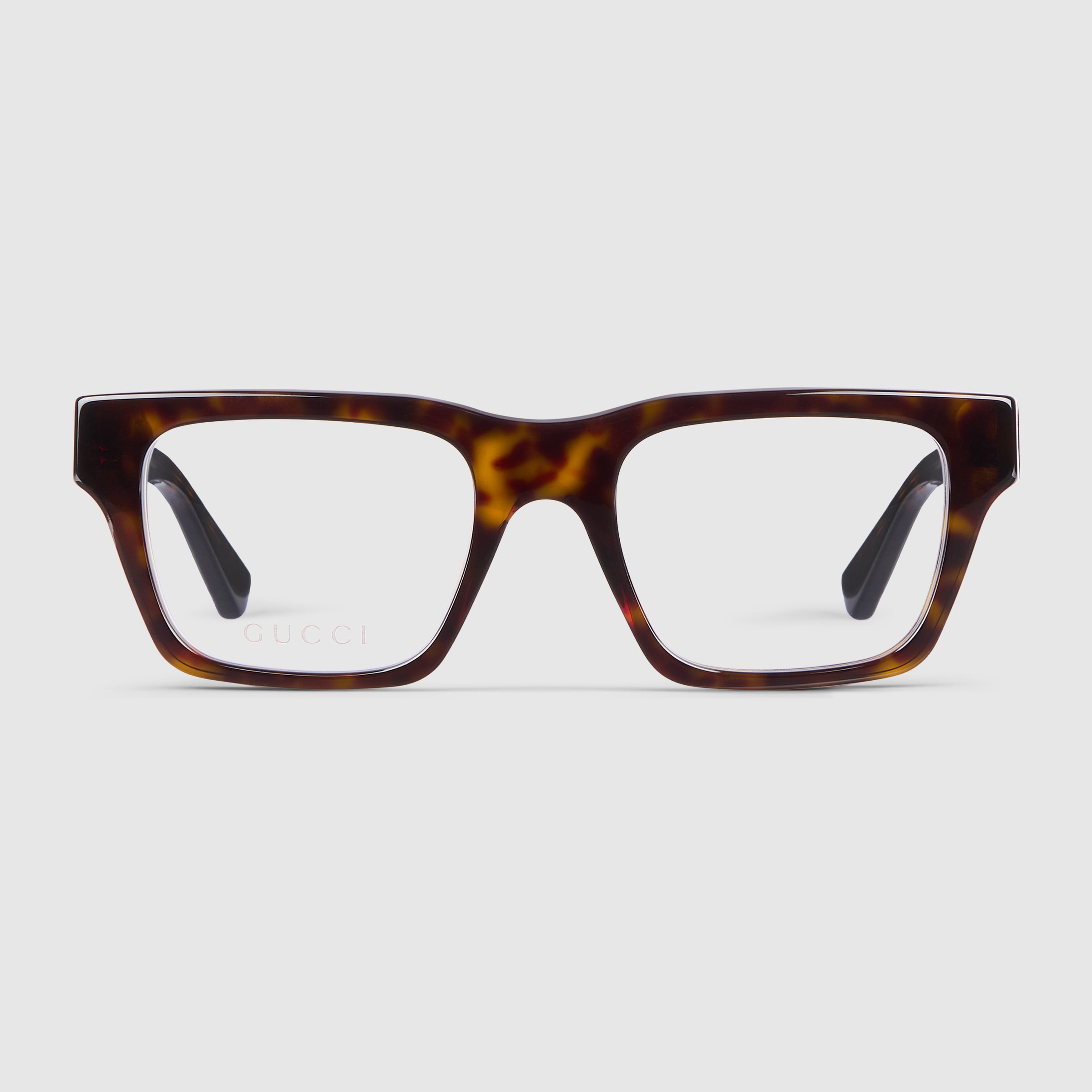 Rectangular optical frame in brown tortoiseshell | GUCCI® US