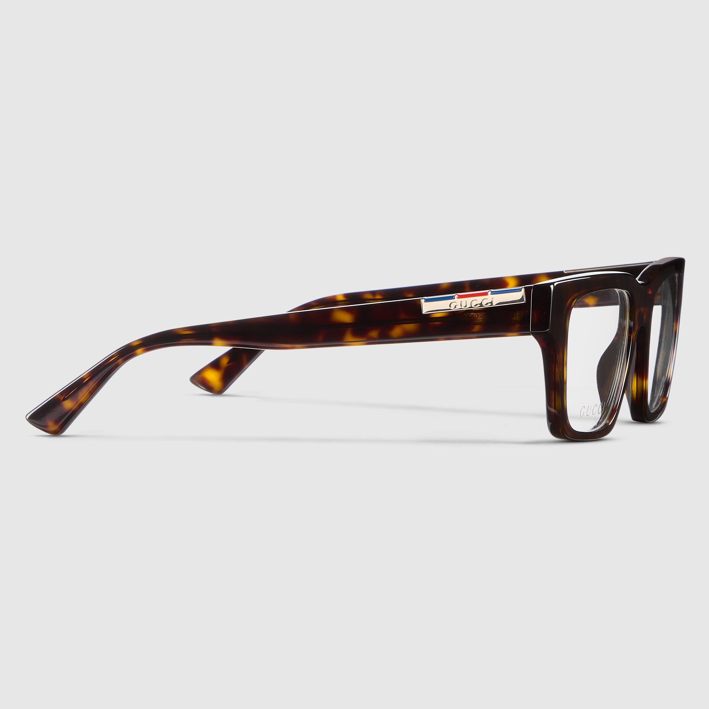 Rectangular optical frame in brown tortoiseshell | GUCCI® US