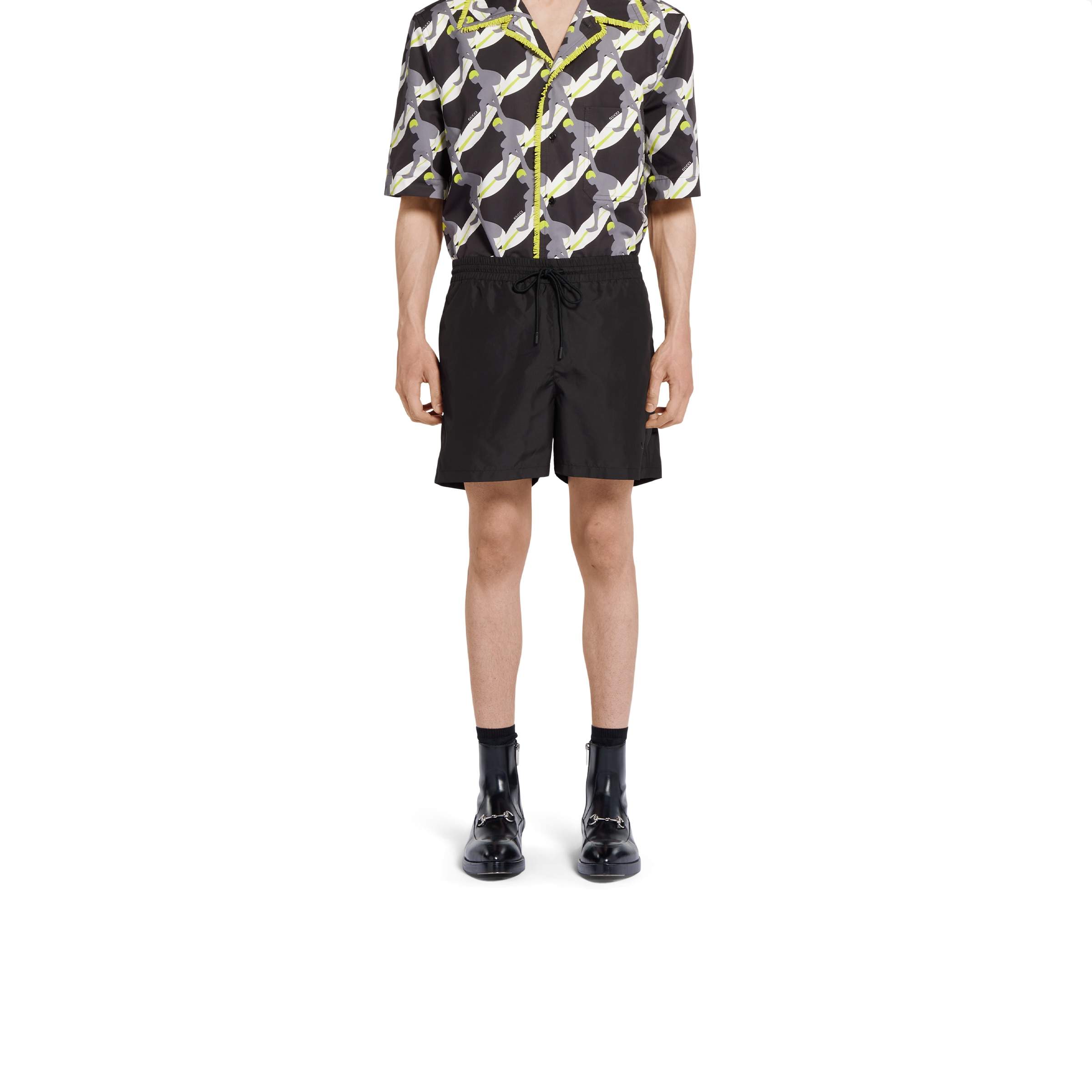 Technical poplin swim short in black | GUCCI® US