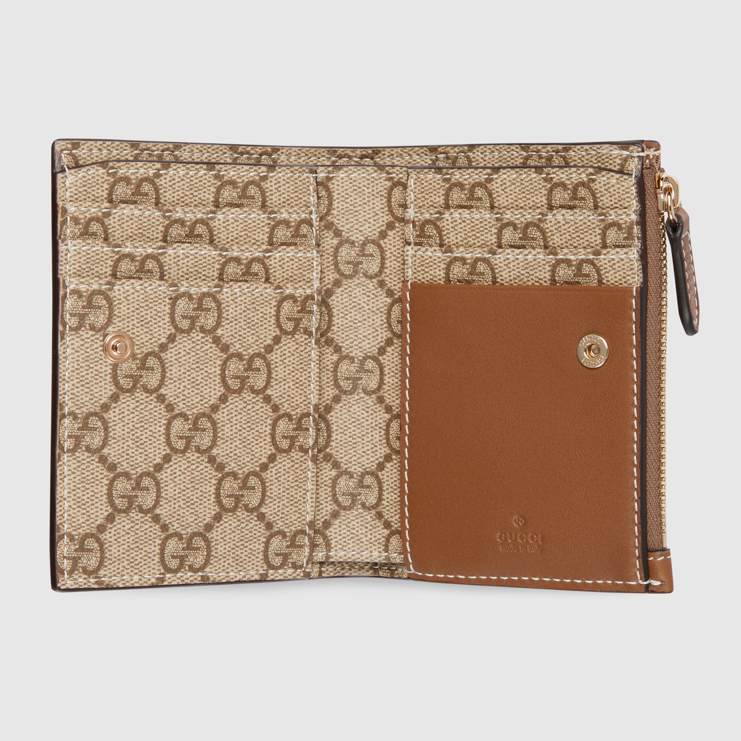 GG Emblem medium zip wallet in brown leather | GUCCI® SG