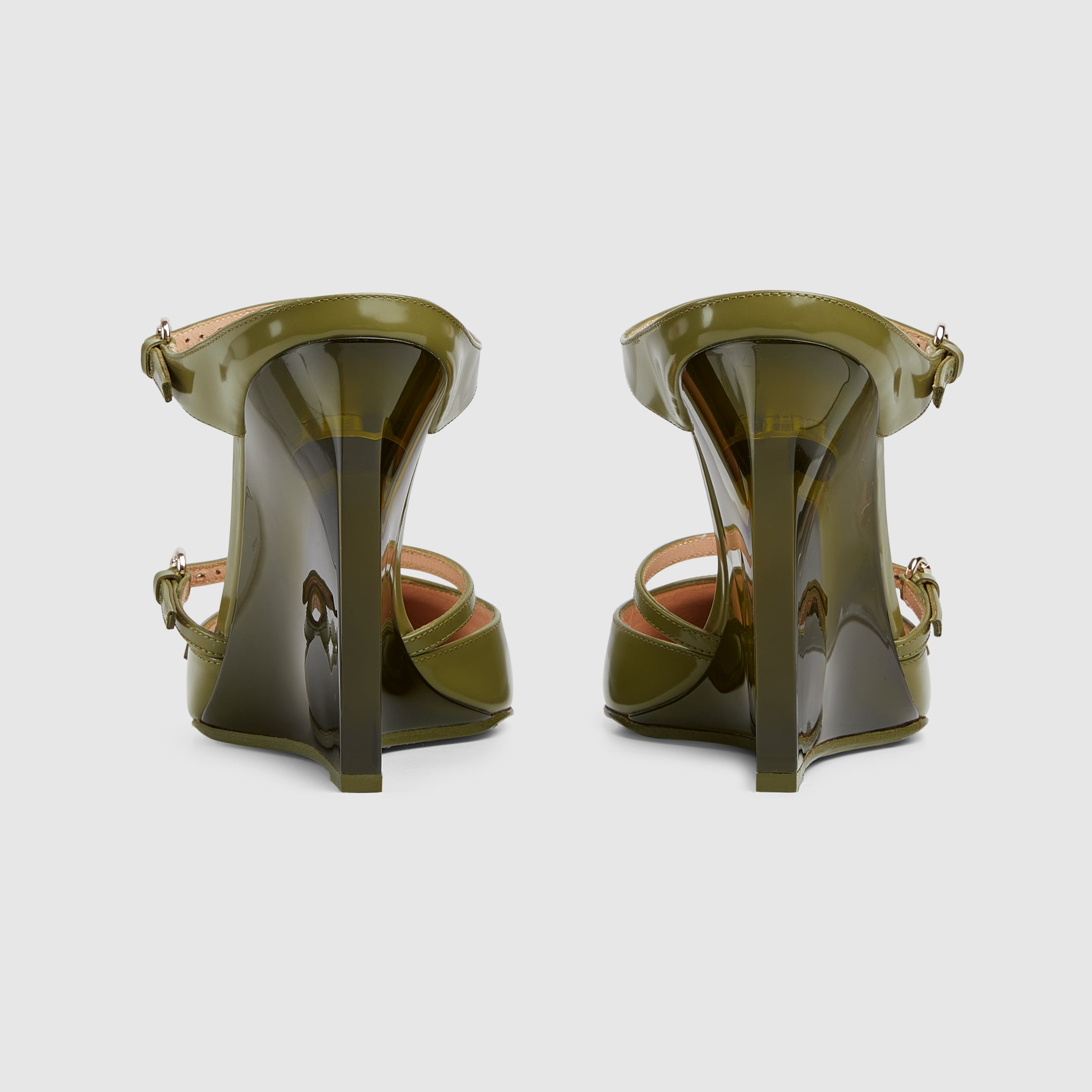 Women's wedge mule in dark green leather | GUCCI® US