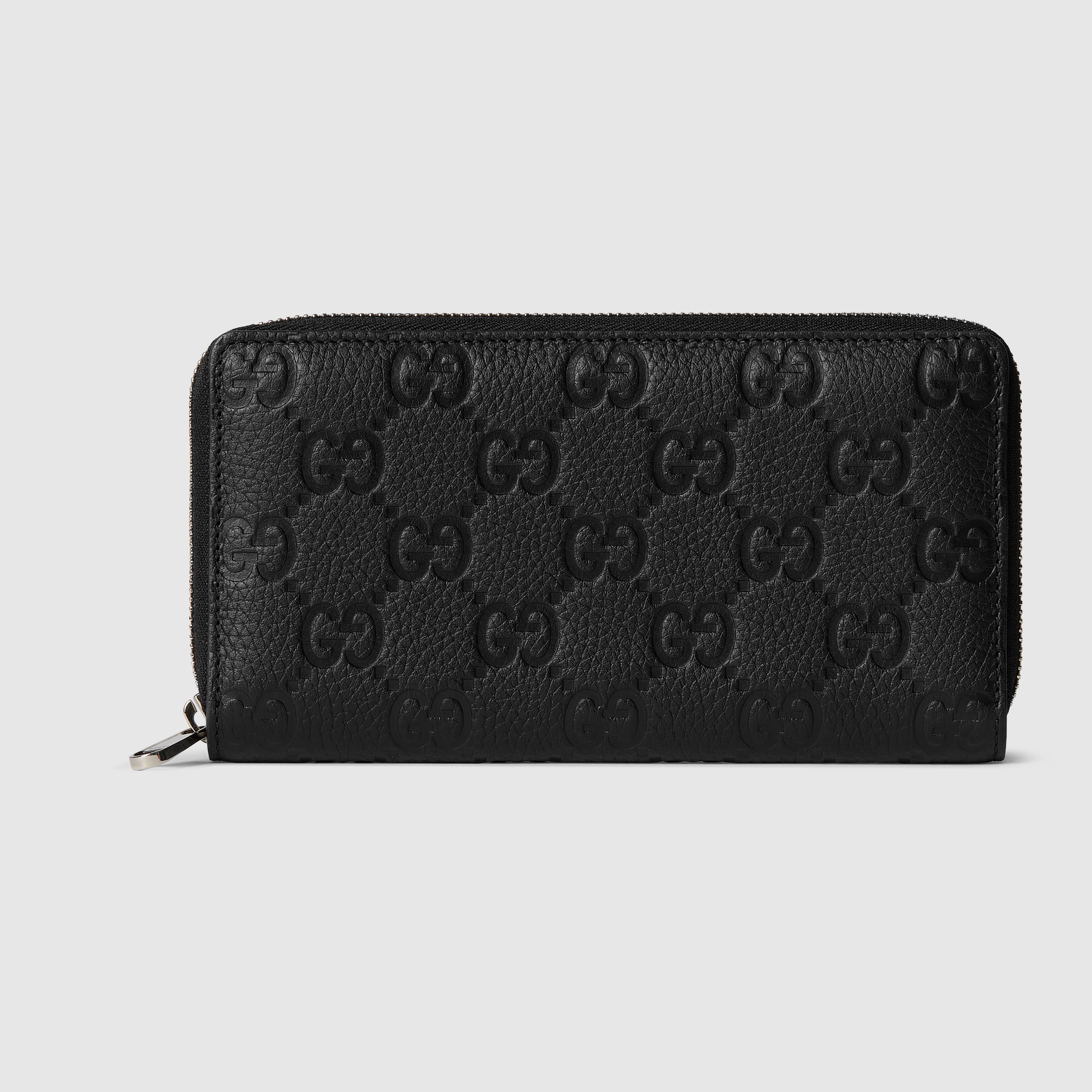 Gucci Imprint zip around wallet in black GG leather | GUCCI® NZ