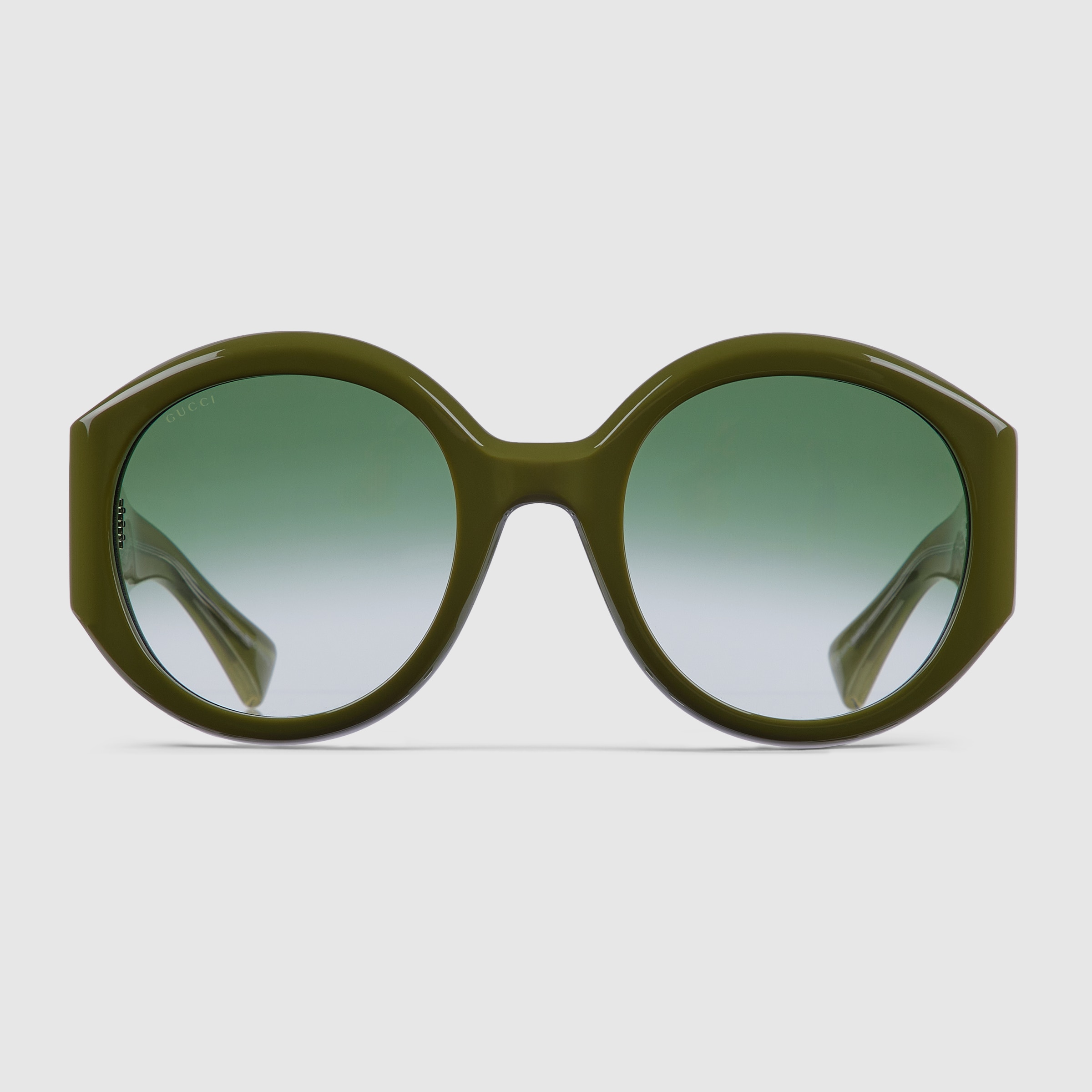 Round frame sunglasses in forest green | GUCCI® US