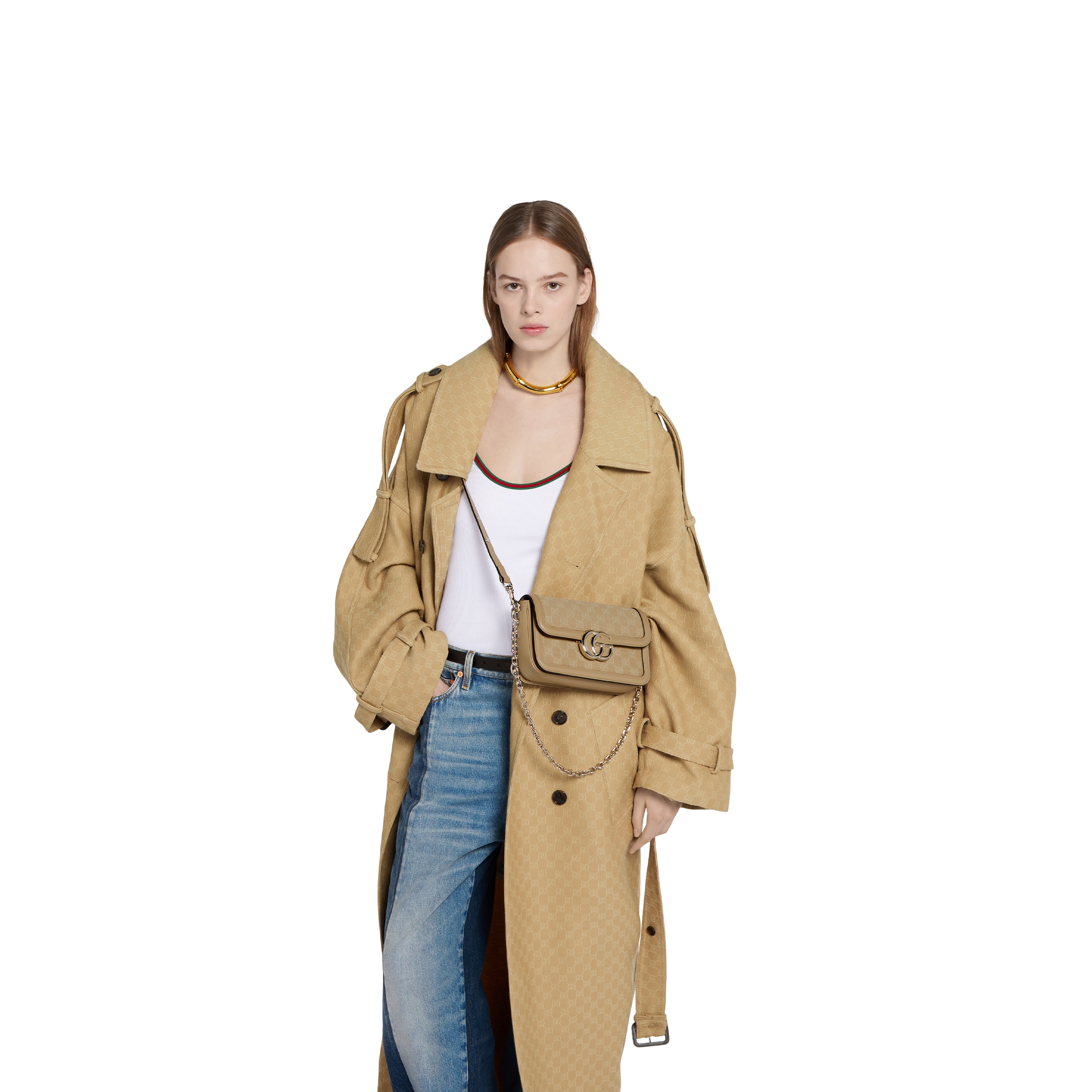 Gucci Go small shoulder bag in beige GG canvas | GUCCI® Australia