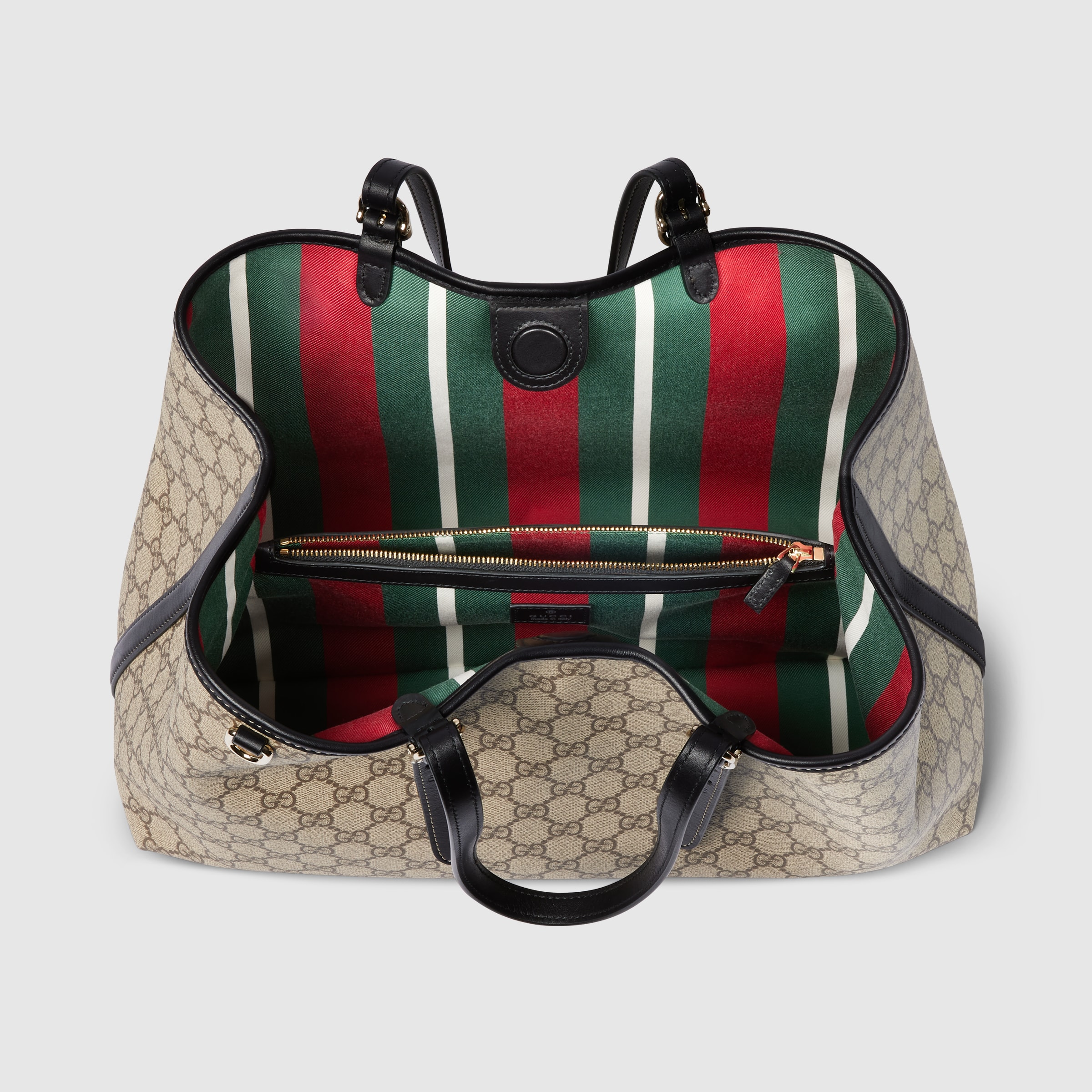 GG Emblem large tote bag in beige and dark brown fabric | GUCCI® US