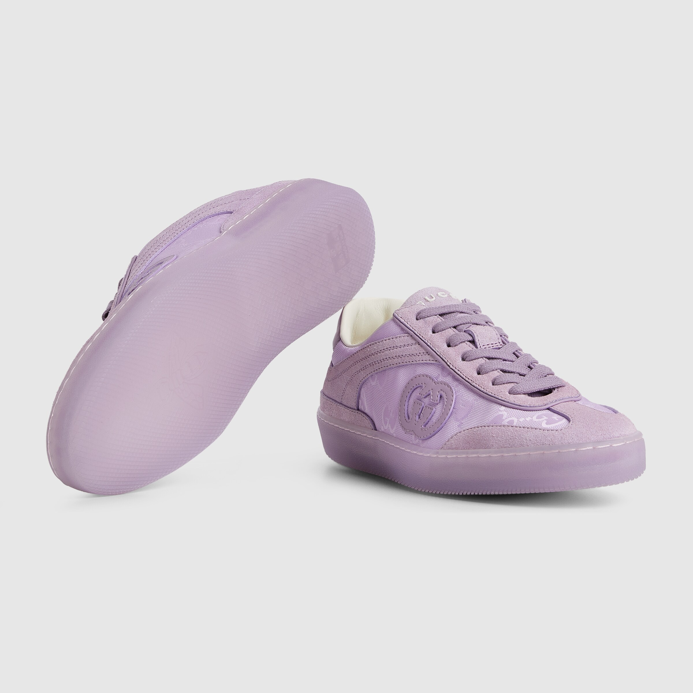 รองเท้าผ้าใบ Women's G75 sneaker inหนังกลับสีม่วงไลแลค | GUCCI® TH