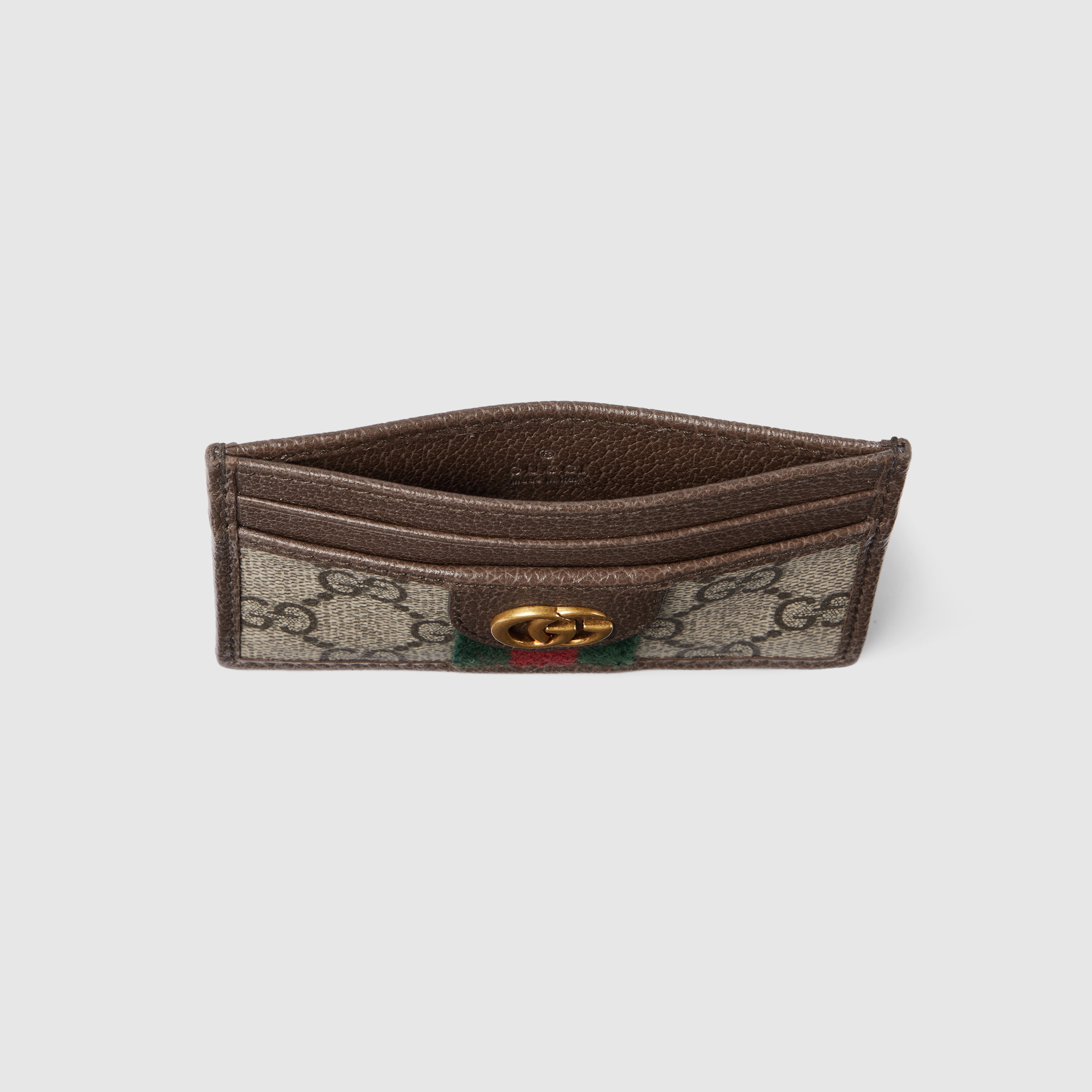 Ophidia card case in beige and dark brown fabric | GUCCI® Canada