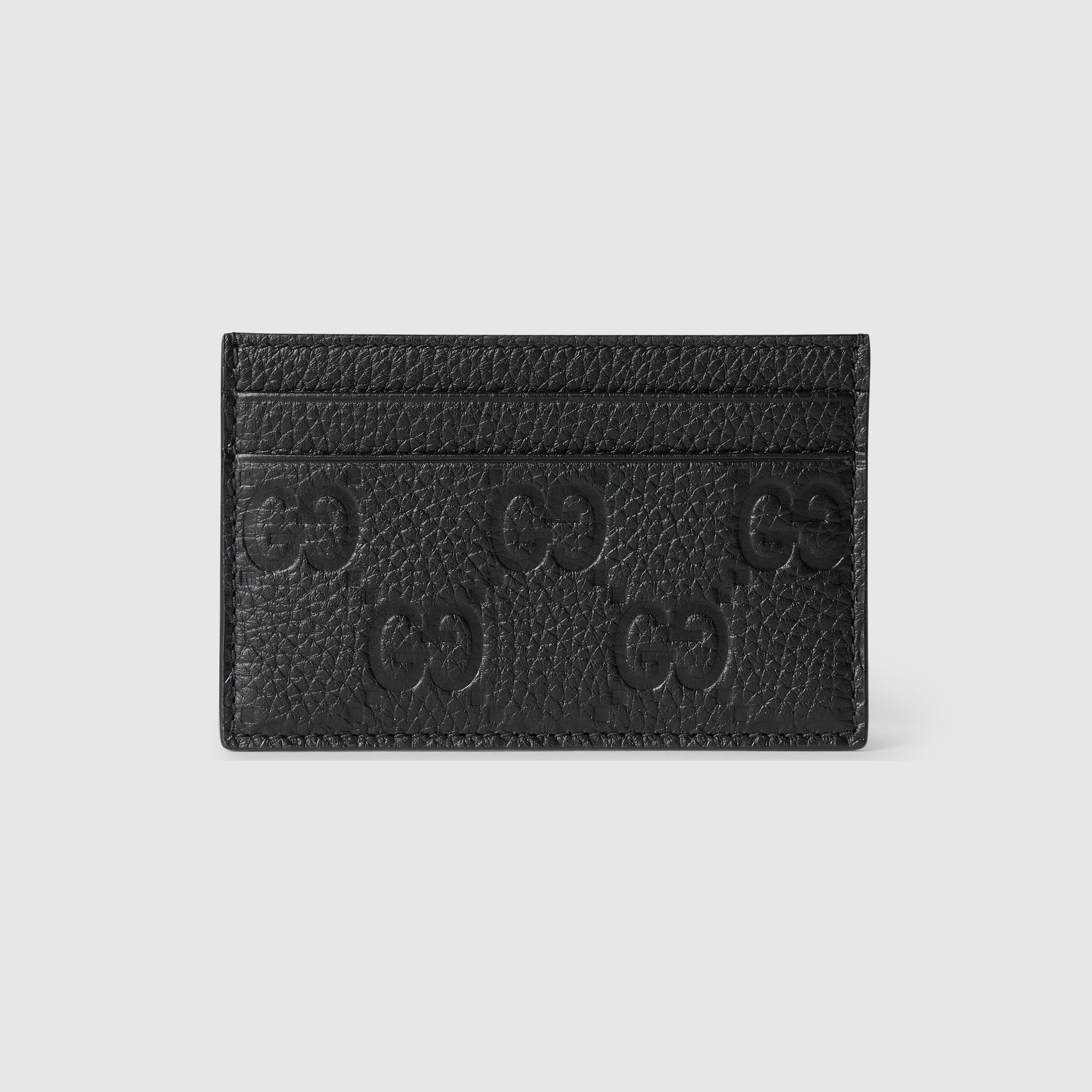 Gucci Imprint card case in black GG leather | GUCCI® Australia