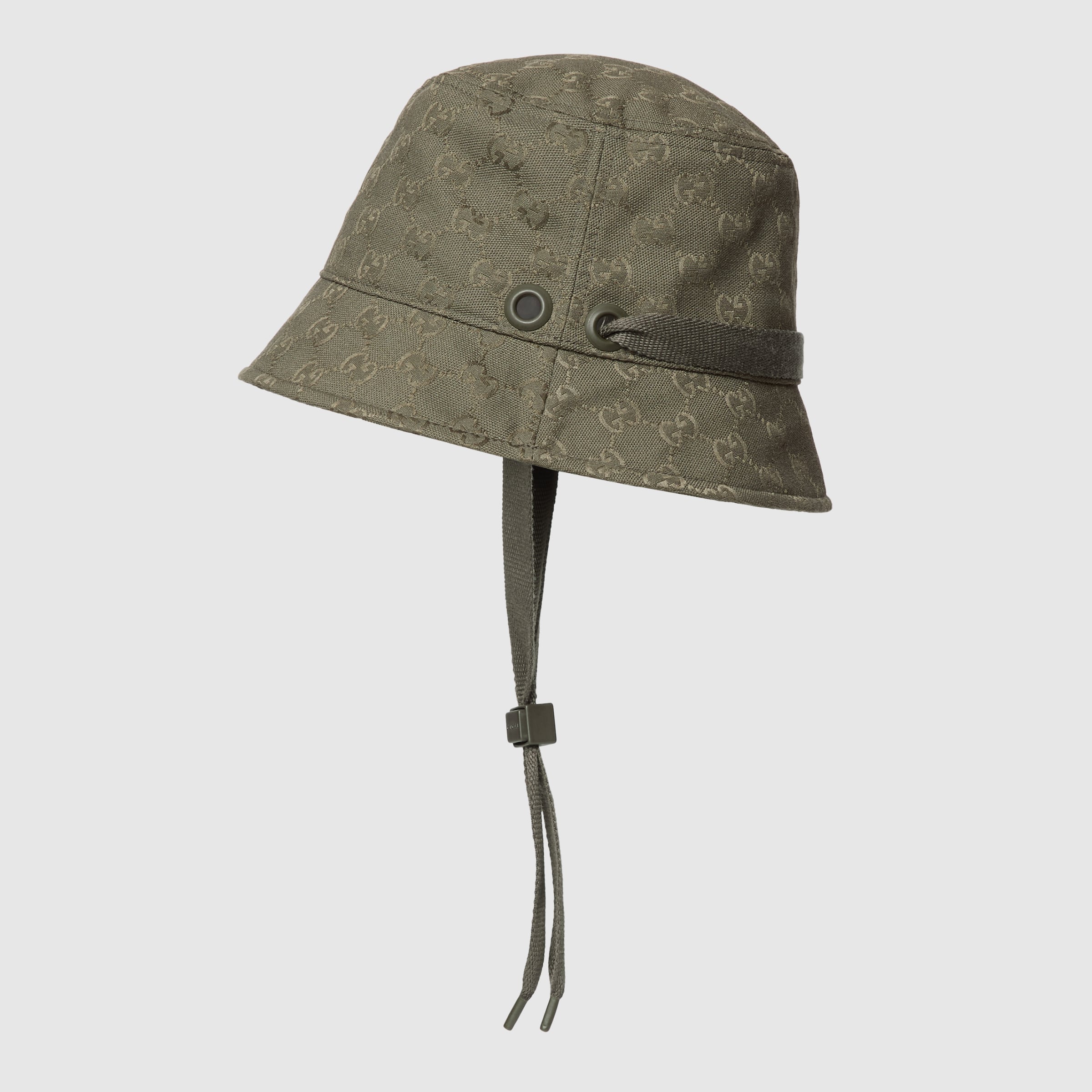 GG canvas bucket hat with tie in forest green | GUCCI® ZA