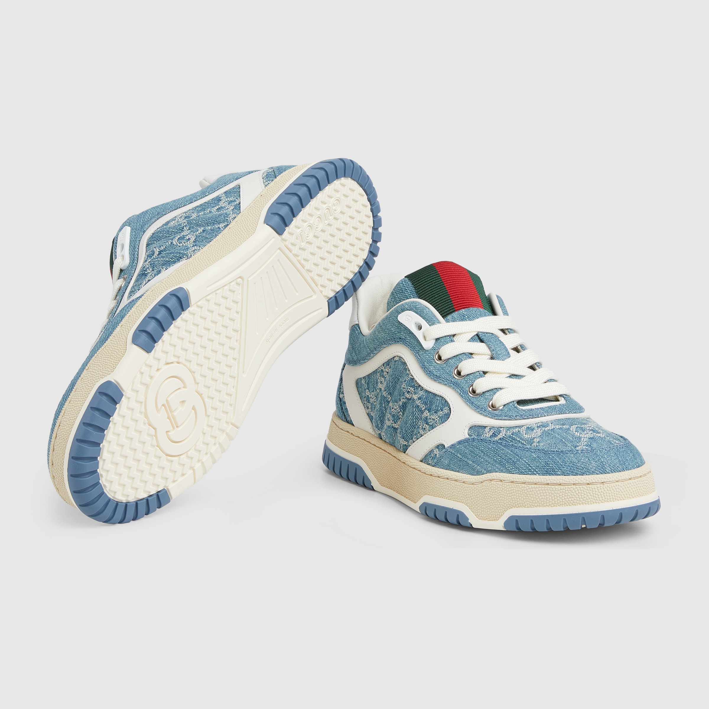 Women's Gucci Re-Web sneaker in blue denim | GUCCI® SG