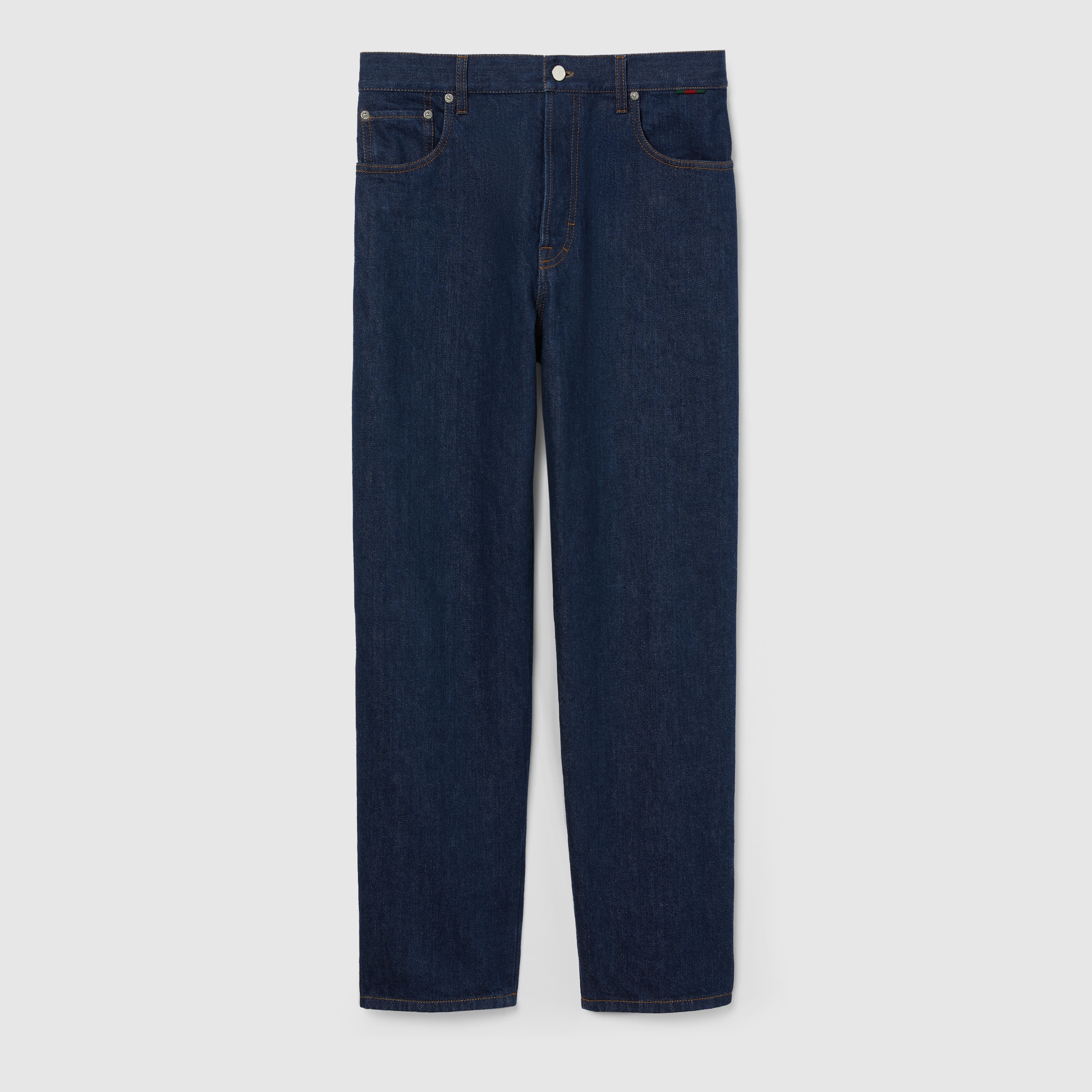 Slim fit cotton denim pant in dark blue | GUCCI® UK