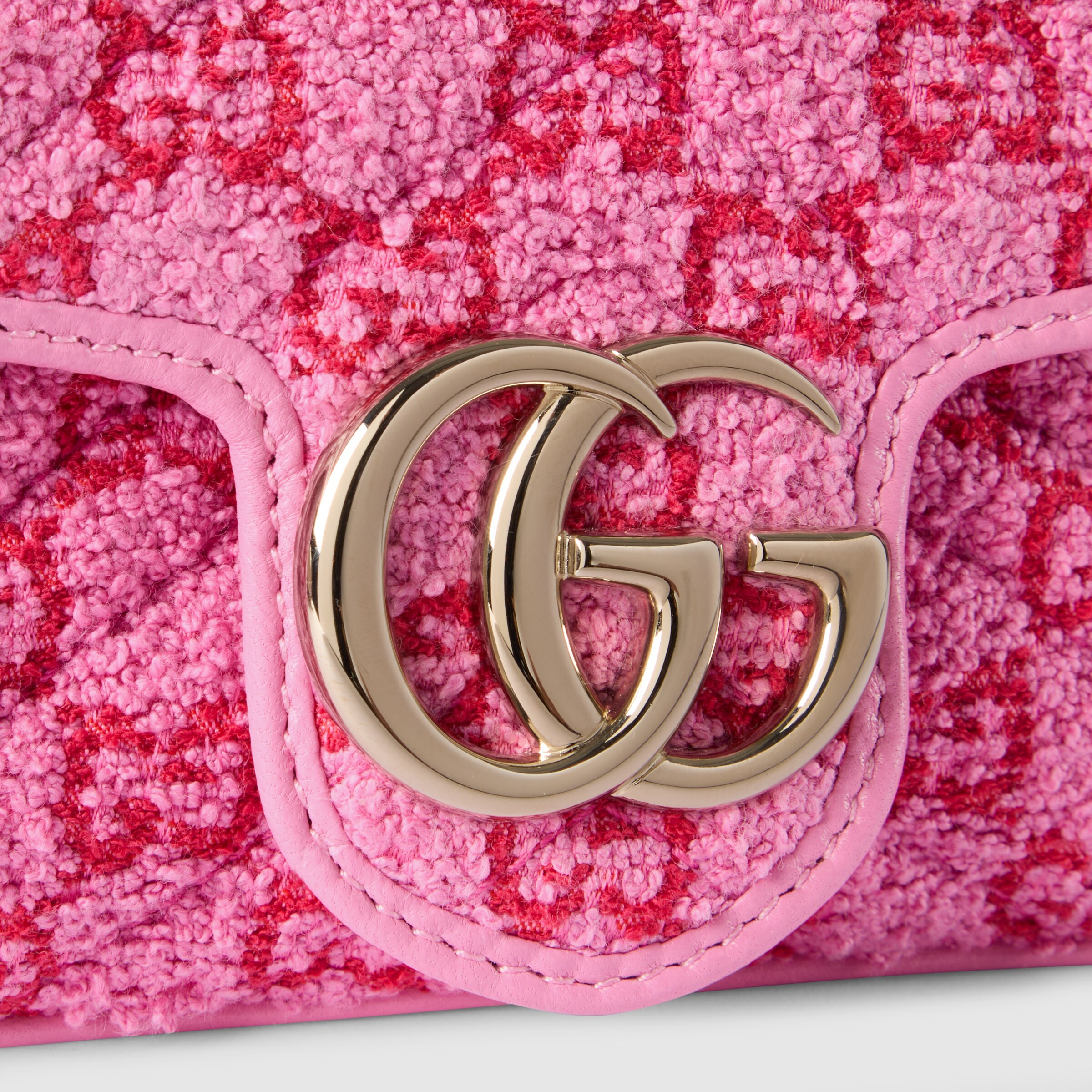 GG Marmont mini shoulder bag in pink and red GG bouclé | GUCCI® Australia
