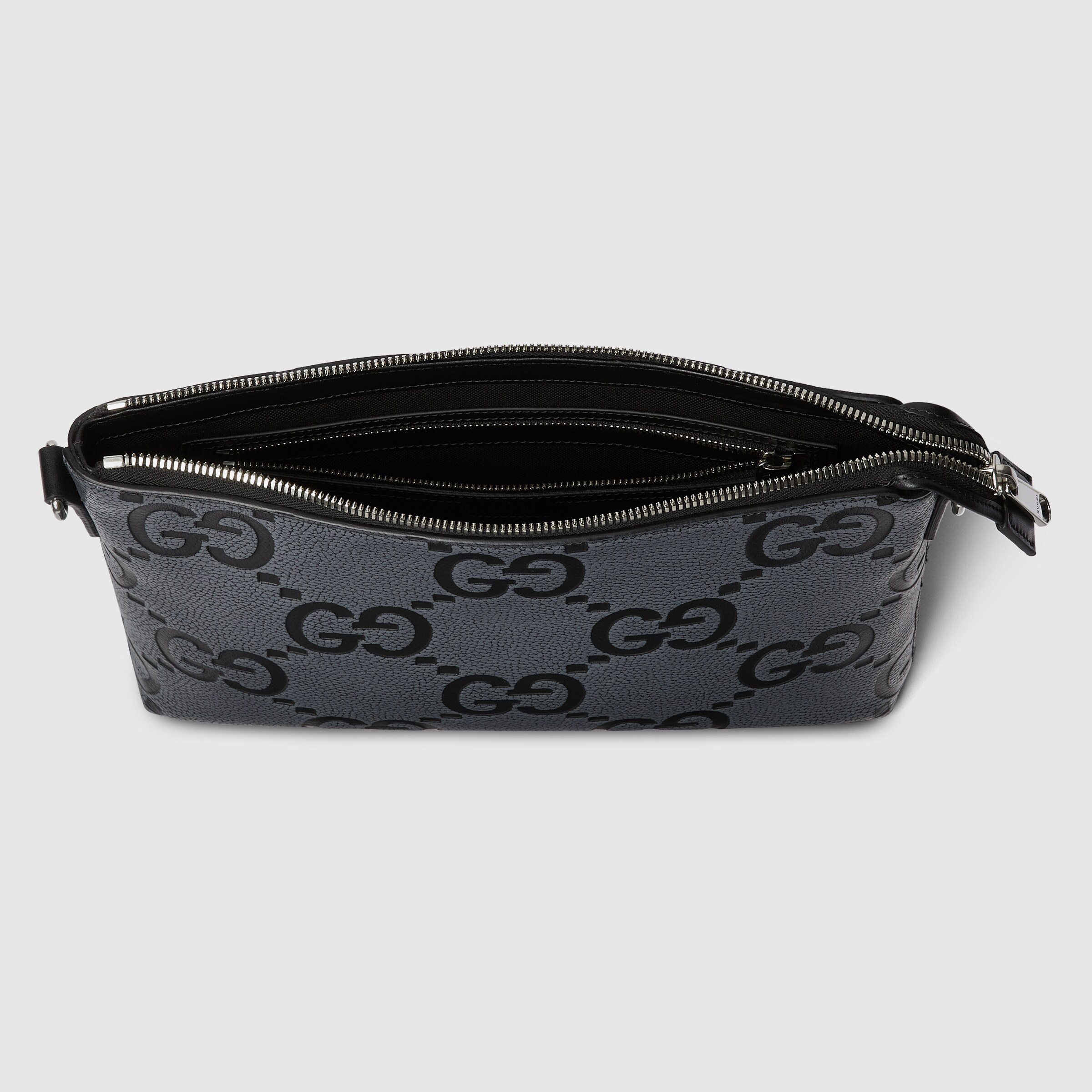 GG jumbo medium crossbody bag in grey and black GG leather | GUCCI® UK