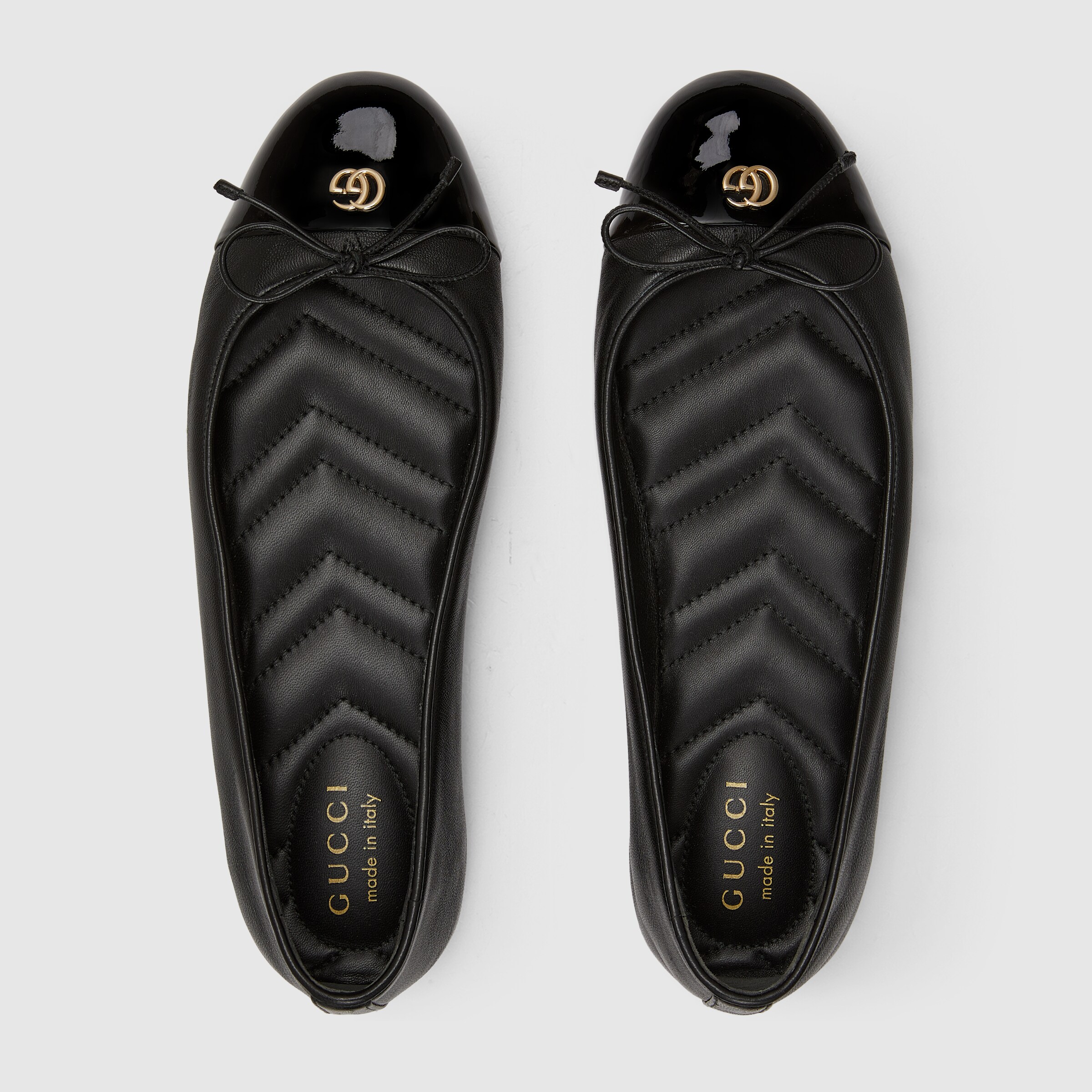 Women's ballet flat with Double G in black leather | GUCCI® Australia