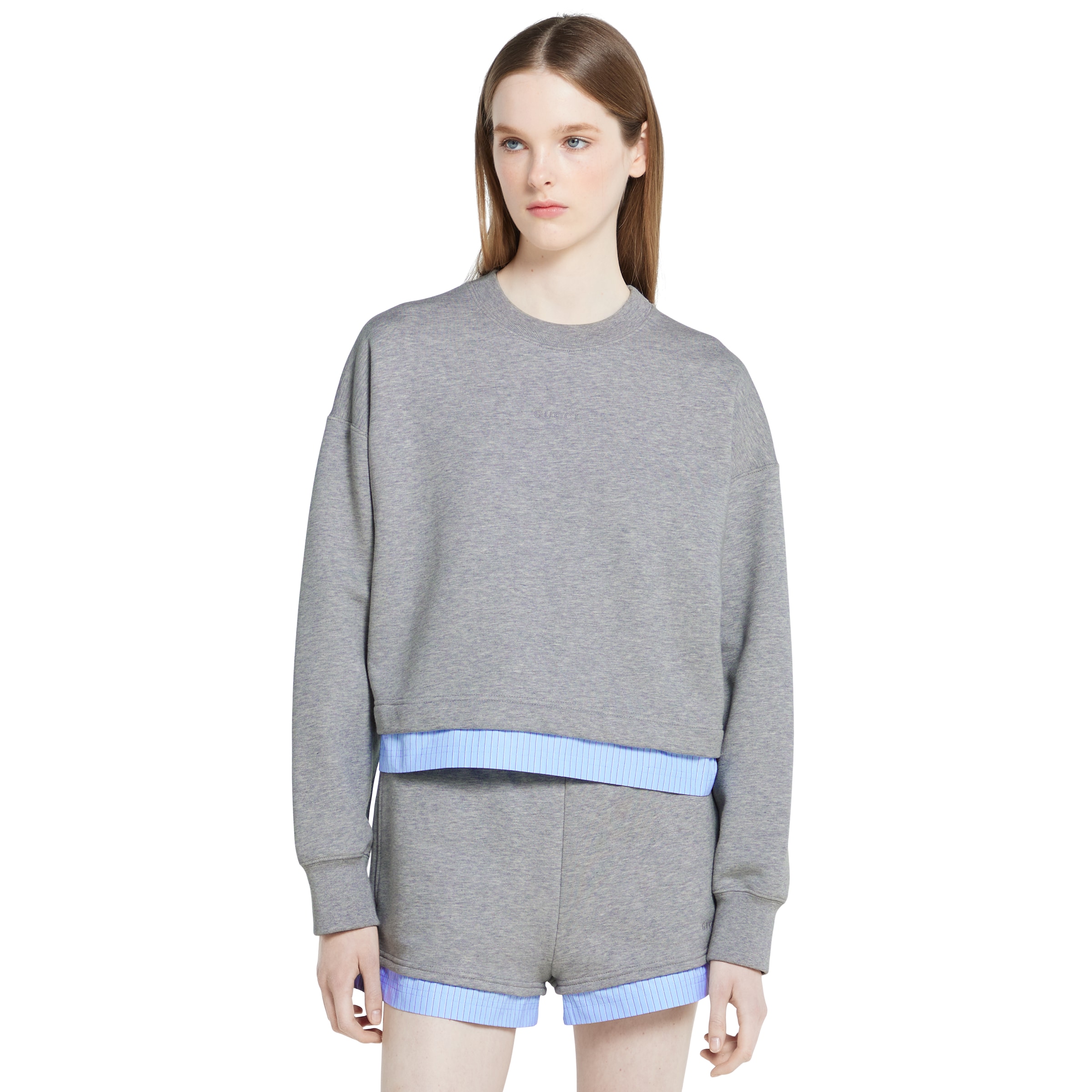 エンブロイダリー コットンジャージー スウェットシャツライトグレー | GUCCI公式