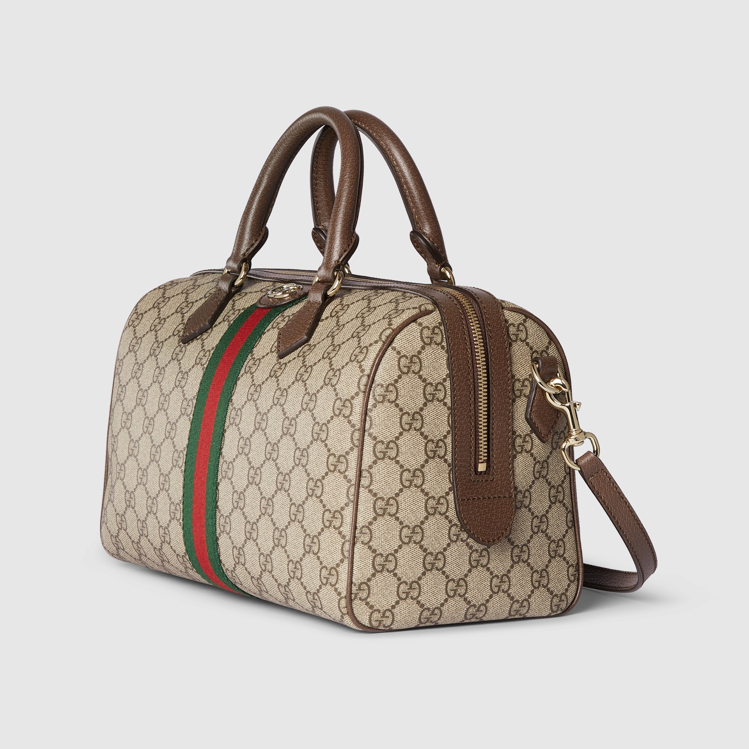 Ophidia large boston bag in beige and brown GG fabric | GUCCI® Canada