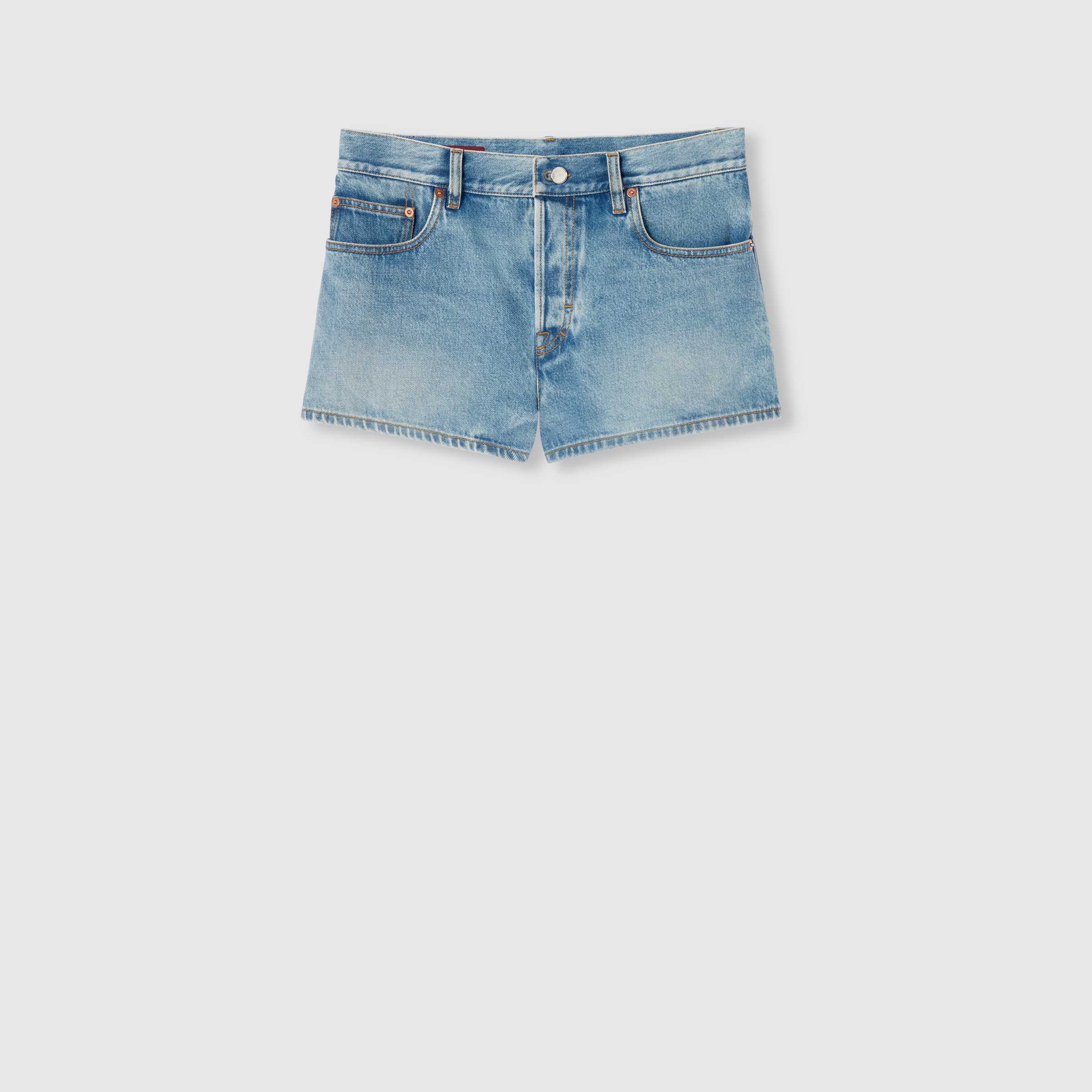 Stonewashed denim shorts in light blue | GUCCI® SG