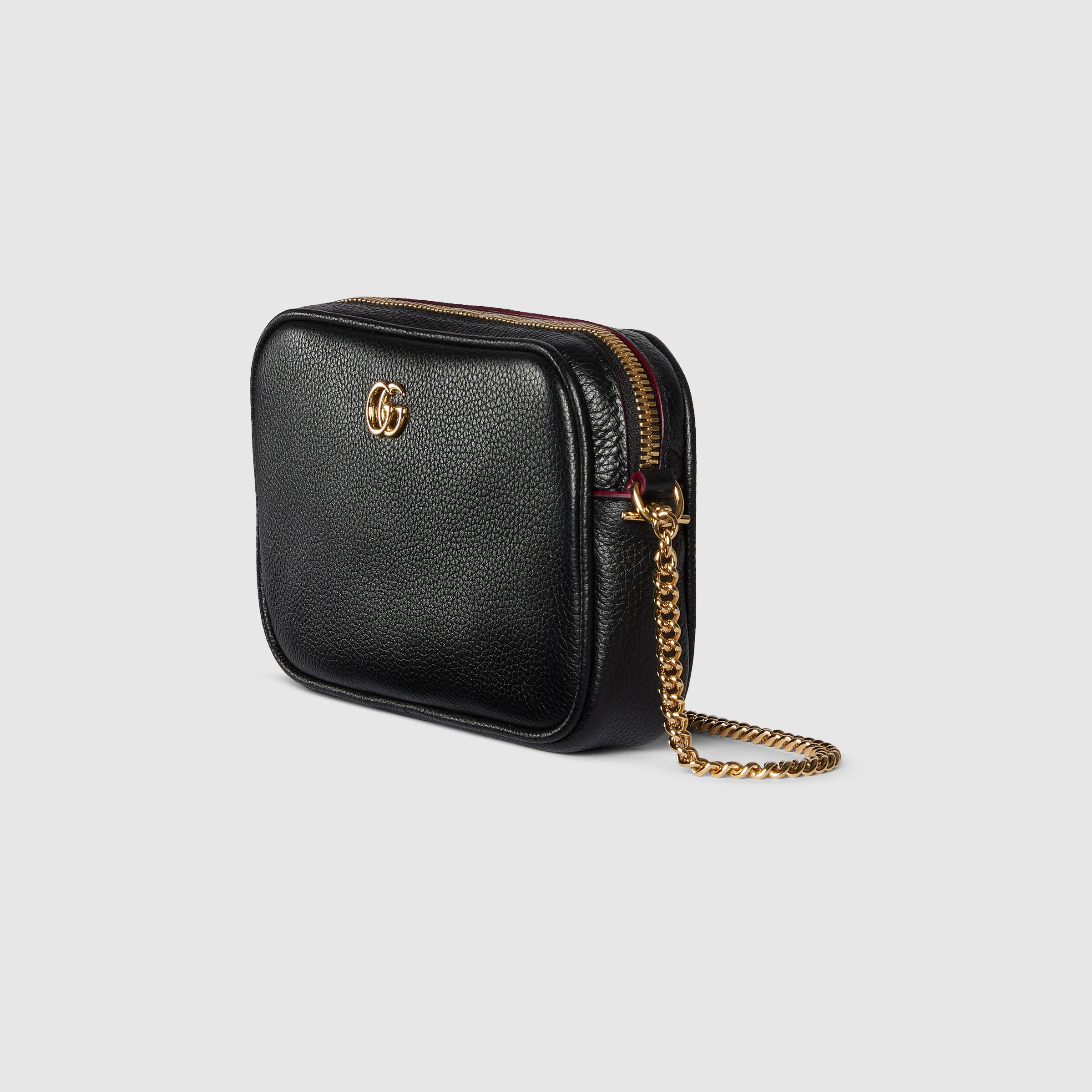 GG Marmont mini camera bag in black and Rosso Ancora leather | GUCCI® ZA