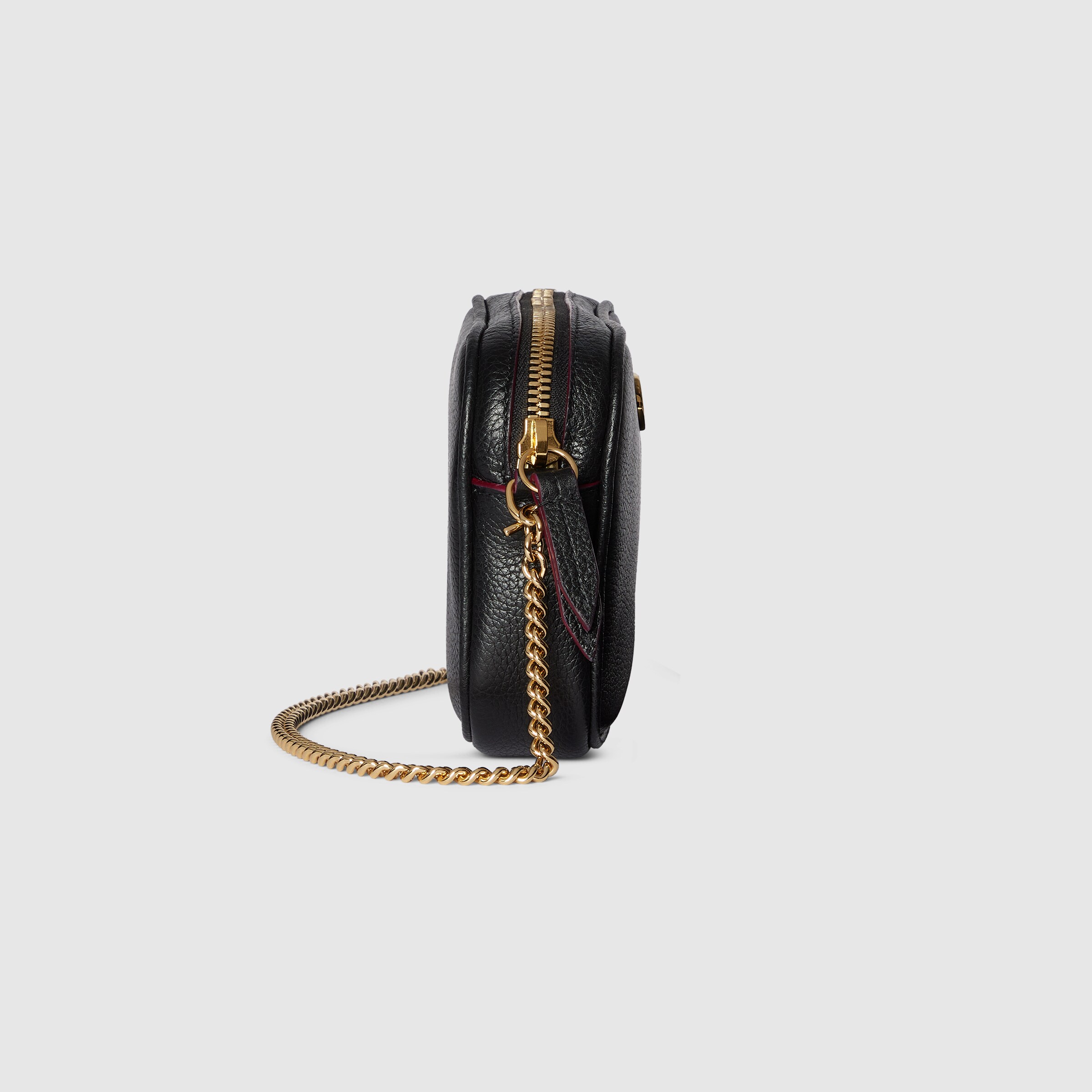 GG Marmont mini camera bag in black and Rosso Ancora leather | GUCCI® ZA