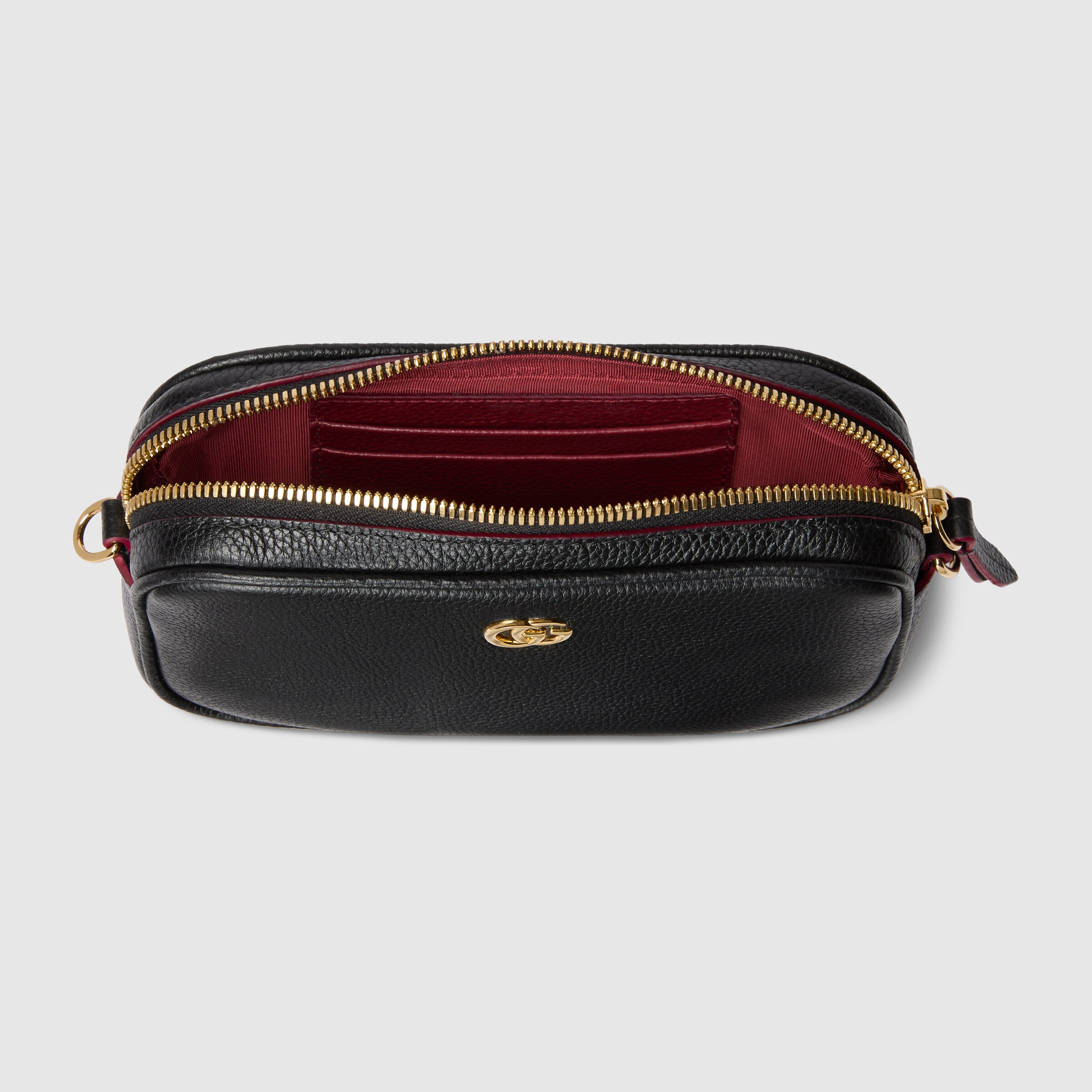 GG Marmont mini camera bag in black and Rosso Ancora leather | GUCCI® ZA