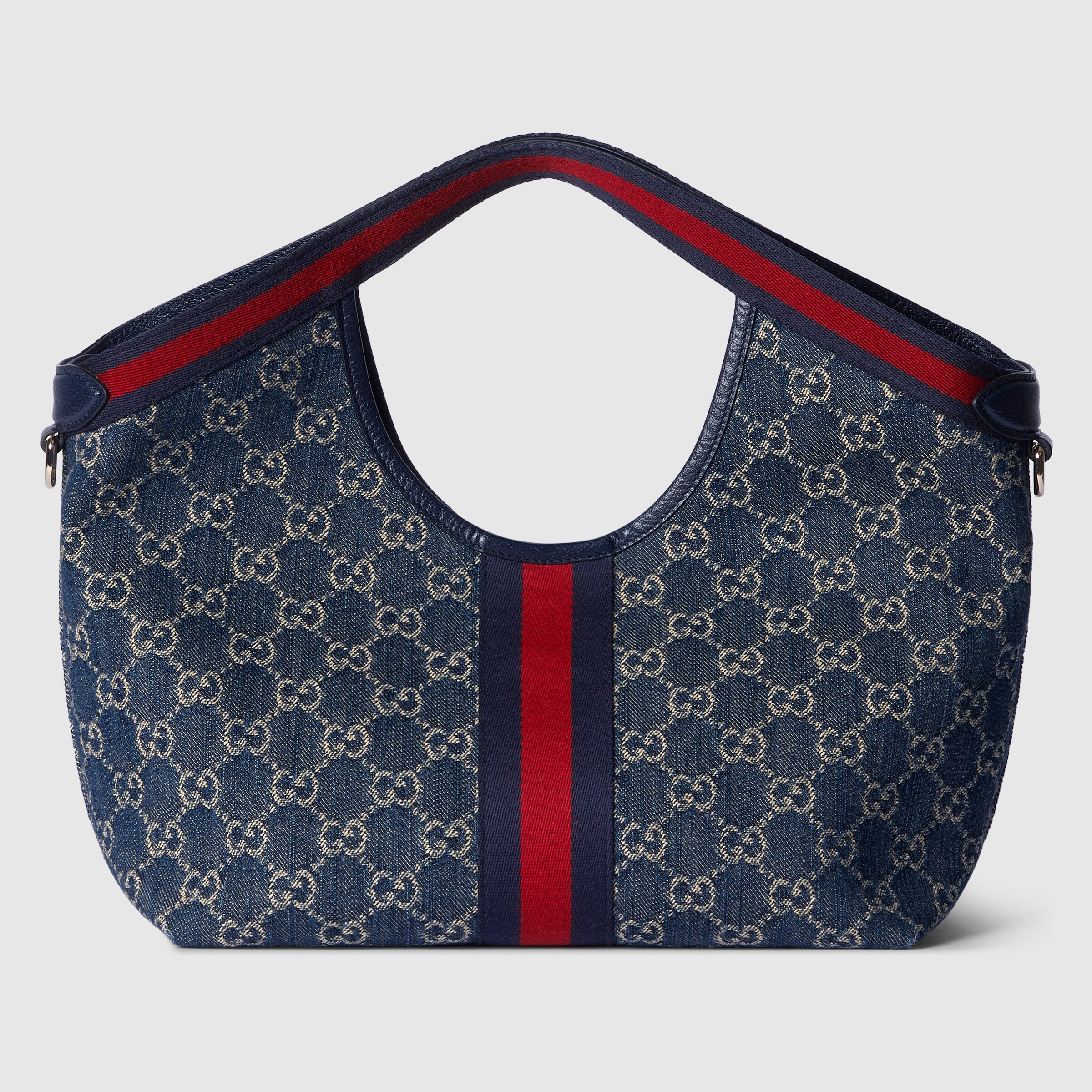 Gucci Giglio small tote bag in blue and white GG denim | GUCCI® ZA