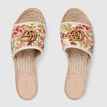 Women's floral espadrille sandal in ivory canvas | GUCCI® NL