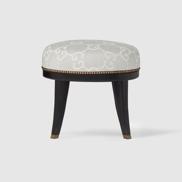 GG jacquard round stool in light grey and white fabric | GUCCI® US