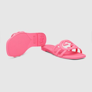 Women's Interlocking G slide sandal in dark pink rubber | GUCCI® US