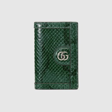 Gucci Python Card Case With Double G In Green | ModeSens