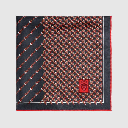 Printed silk pocket square | GUCCI® UK