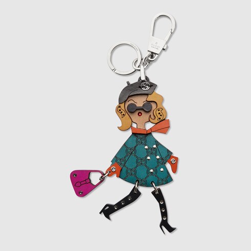 Lady keychain charm in cuoio leather | GUCCI® Australia
