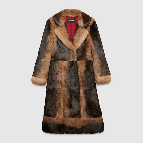 Gucci Long Fur Coat In Brown | ModeSens