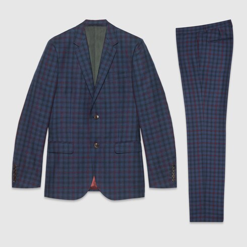 Check suit in blue and red check | GUCCI® Australia