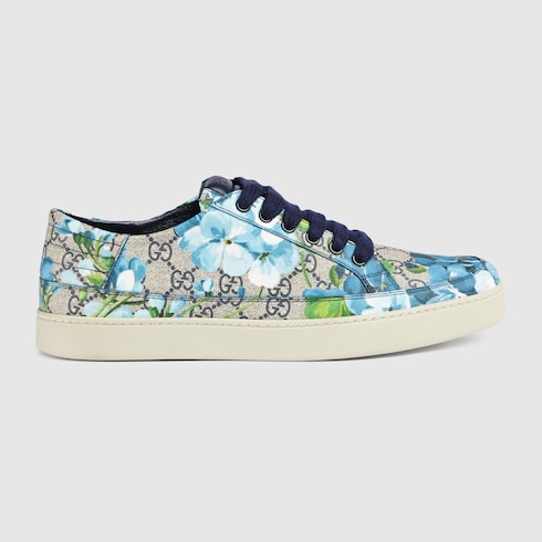 Gucci Blossom Logo And Bloom-print Canvas Trainers In Blue Blooms ...