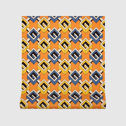 Geometric G Wallpaper In Orange & Yellow | GUCCI® PT