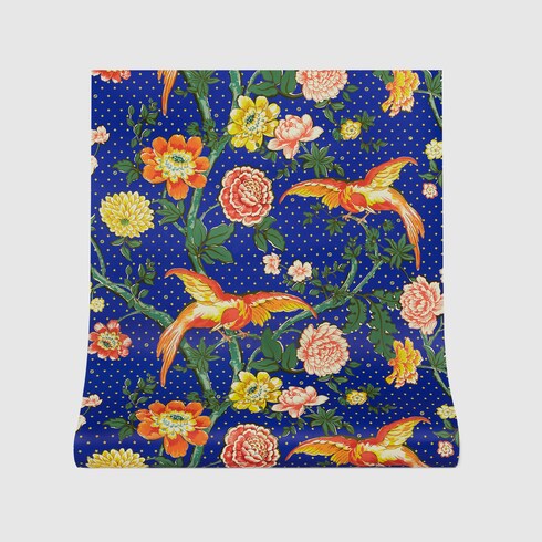 Floral Wallpaper In Blue | GUCCI® AE