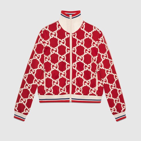 GG knit polyester jacket in red | GUCCI® 香港